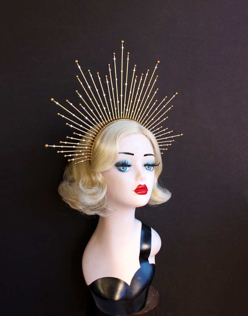 7 Gold Halo Headpiece With Crystals Beads High Quality - Etsy