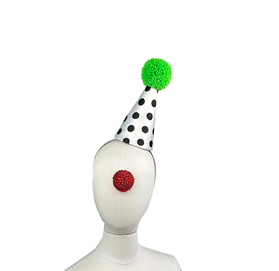 Black, White, and Green Mini Clown Hat, Classic Circus, Halloween ...