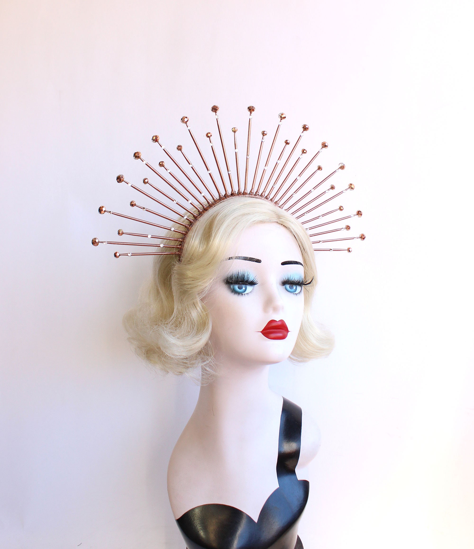 Copper Queen Crown Headband, 4" High, Halo Headpiece, Bridal Headdress ...