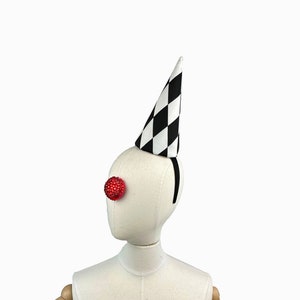 Jester Clown Hat, Black, White, Diamond Pattern, Classic Circus ...