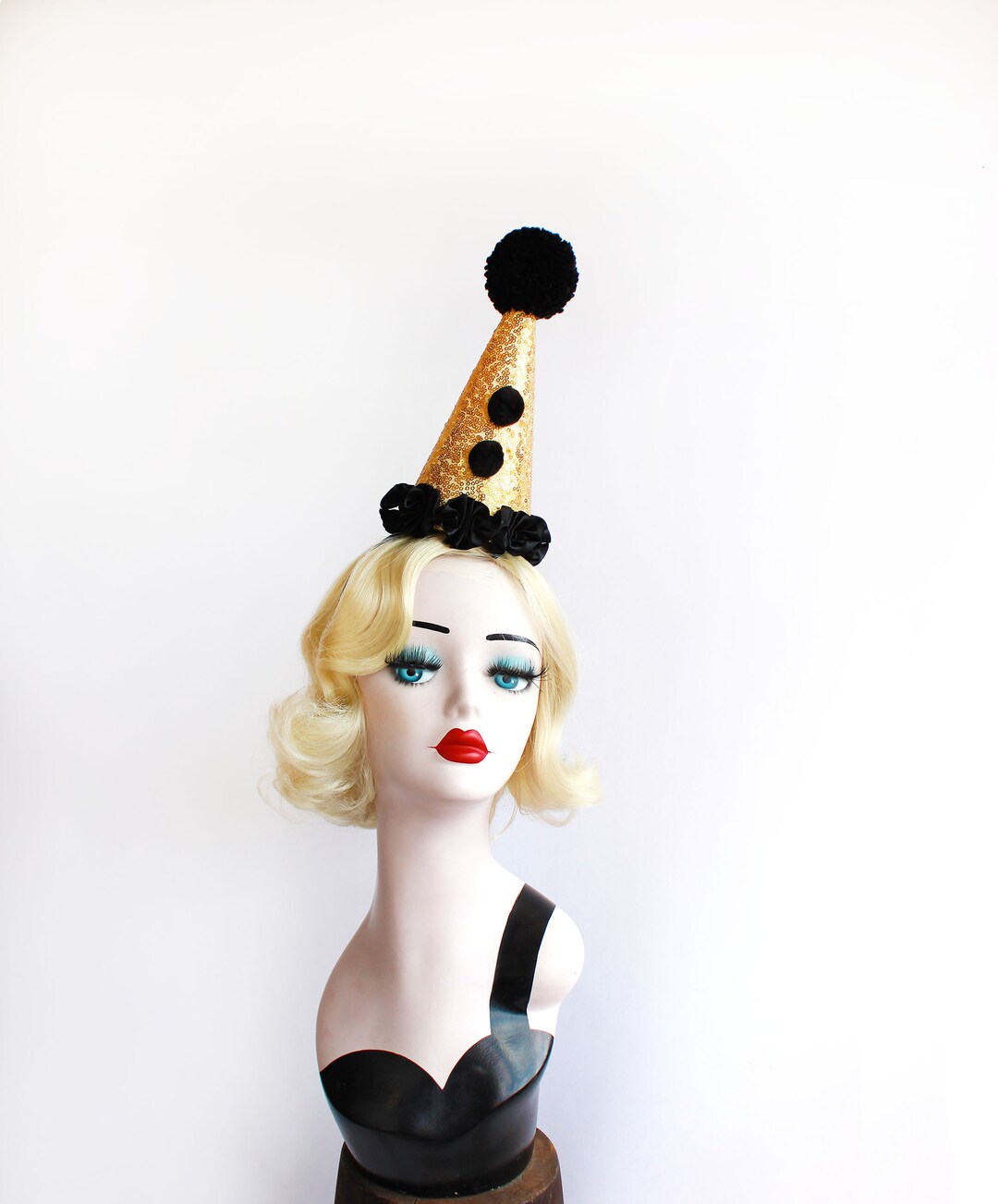 Gold and Black Clown Hat, Cirque Costume, Birthday Party Hat, Kids ...