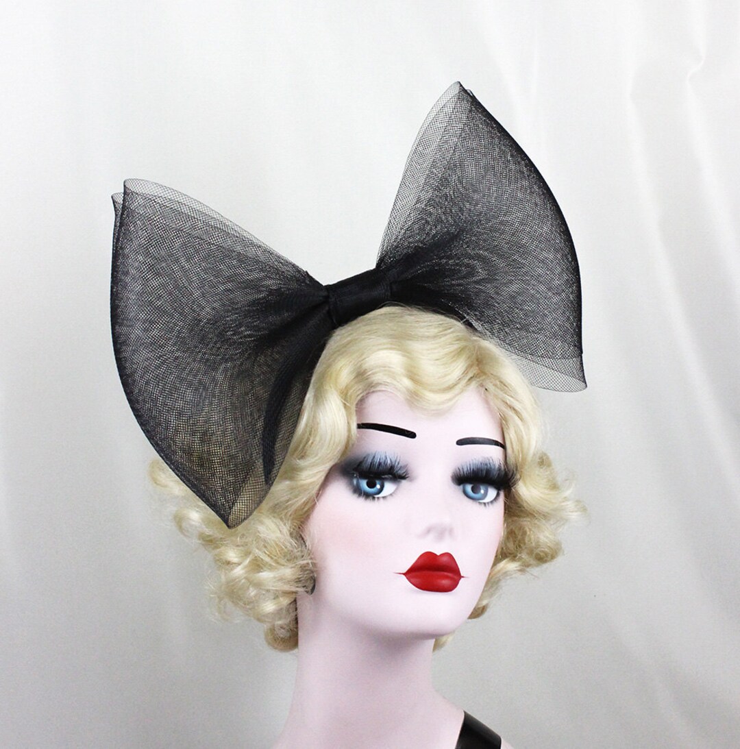 Giant Black Bow Headband, Alice Band, Adjustable, Giant Bow, Halloween ...
