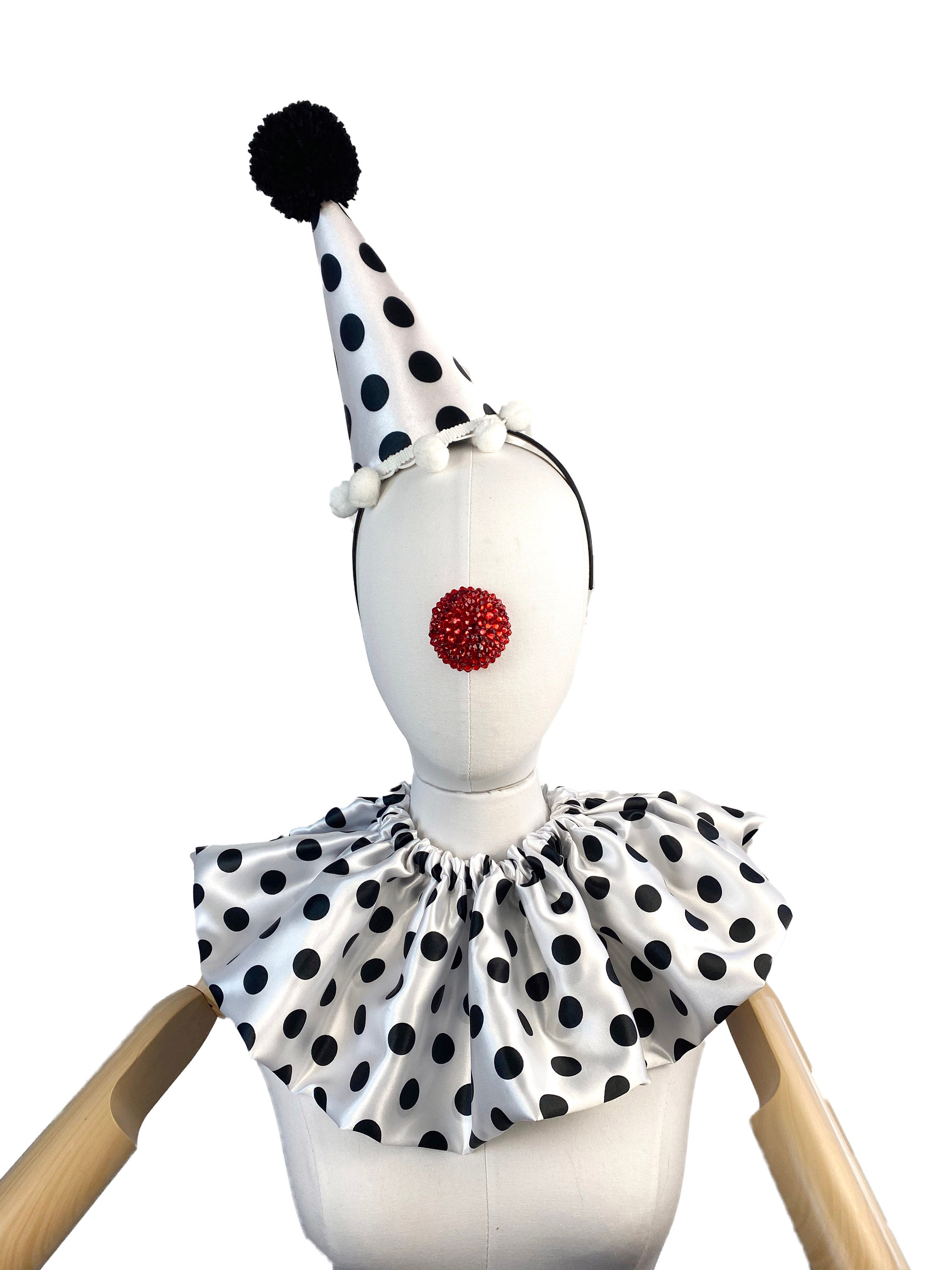 Black and White Polka Dot Clown Costume Set, High Fashion, Halloween ...