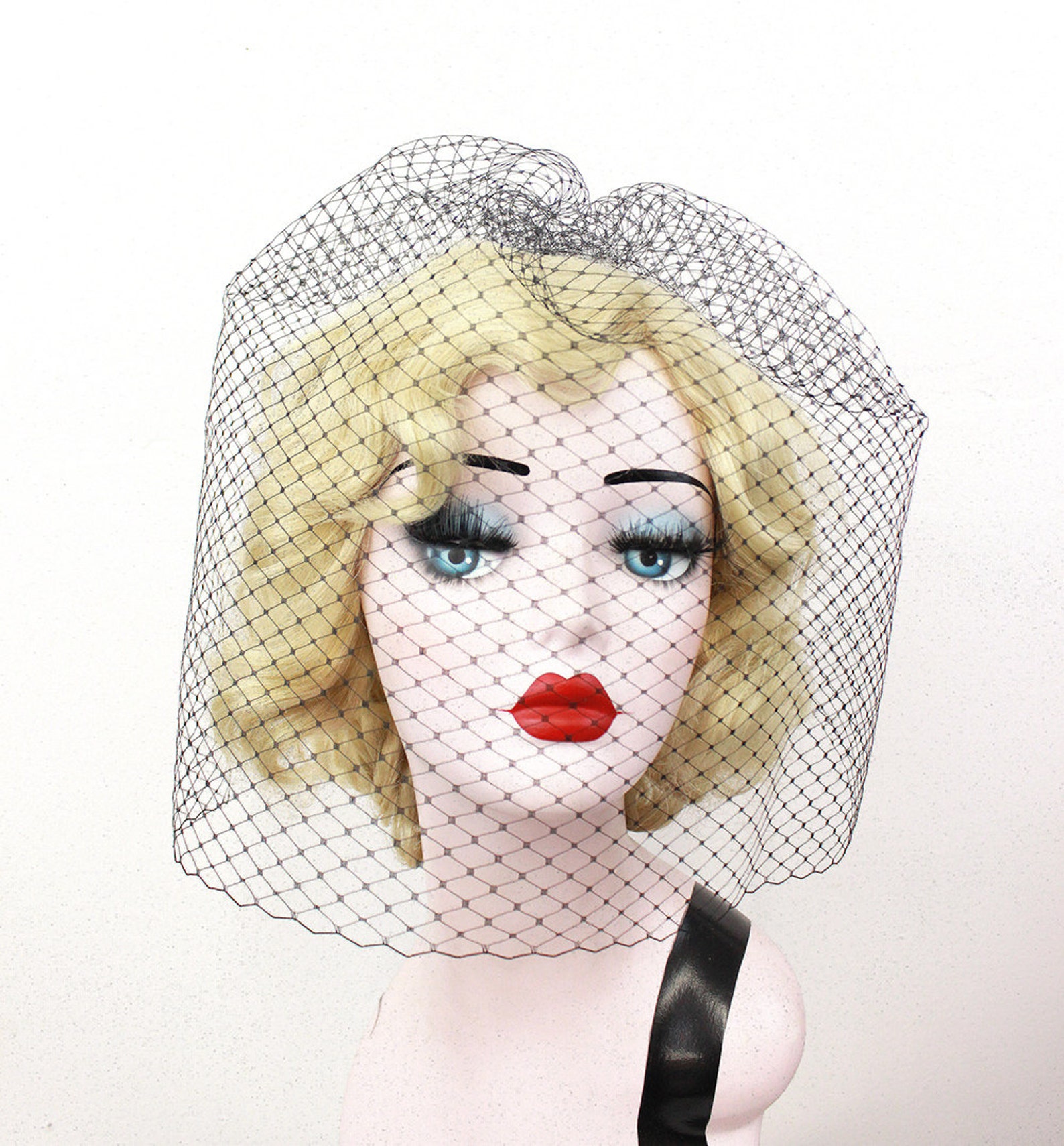 Long Black Birdcage Veil Classic Bridal Netted Veil Blusher - Etsy