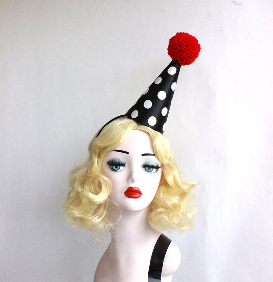 Mini Clown Hat, Black, White, and Red, Classic Circus, Halloween ...
