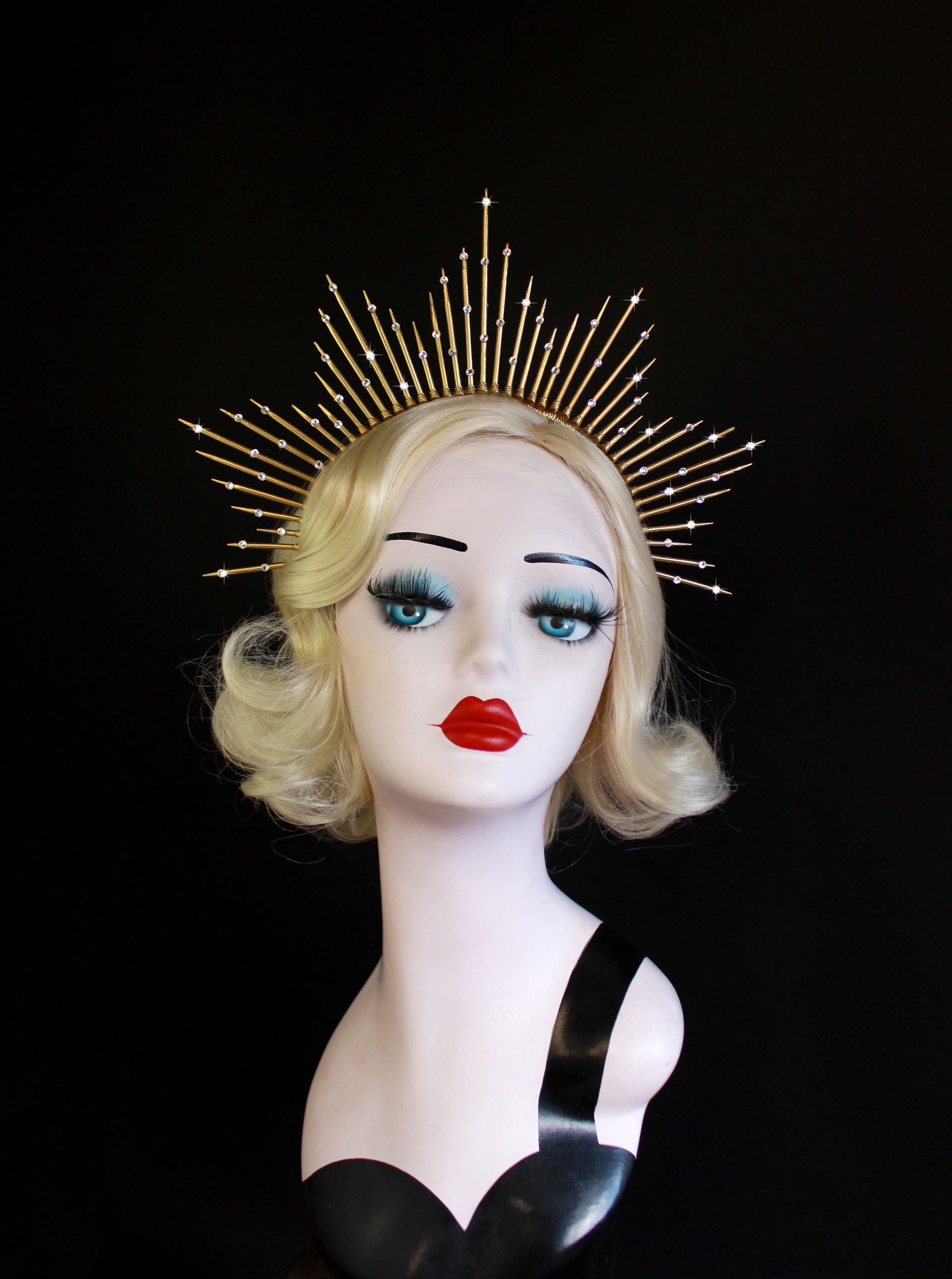 4 Gold Halo Headpiece With Crystals Theatrical | Etsy