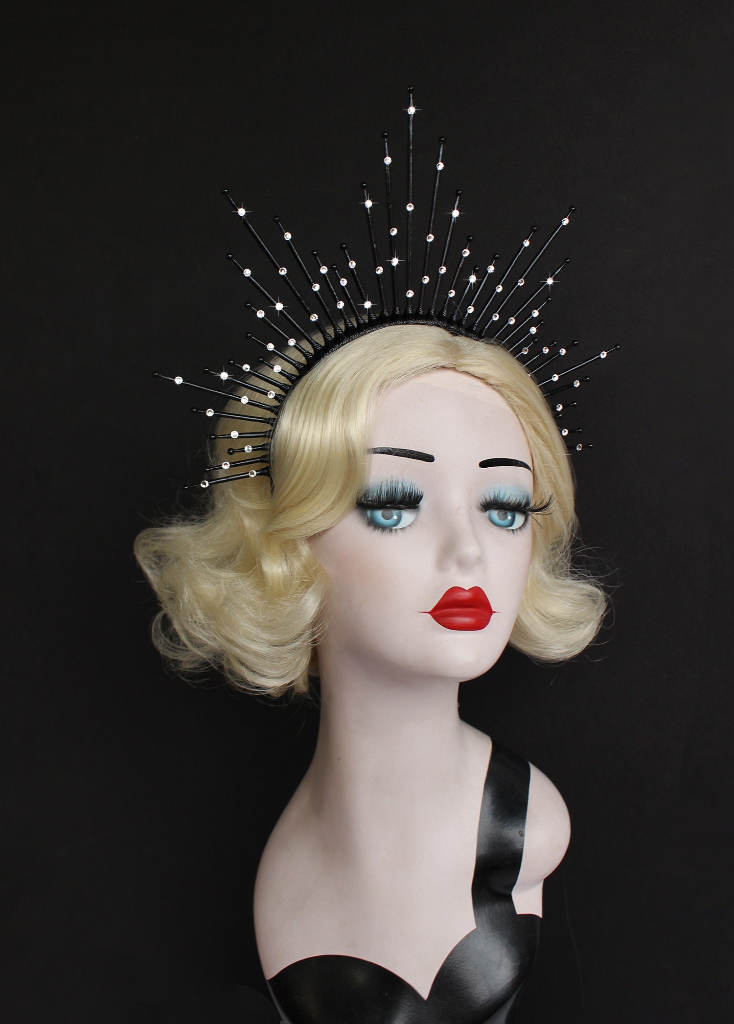 5 Black Halo Headpiece With Swarovski Crystal Beaded | Etsy