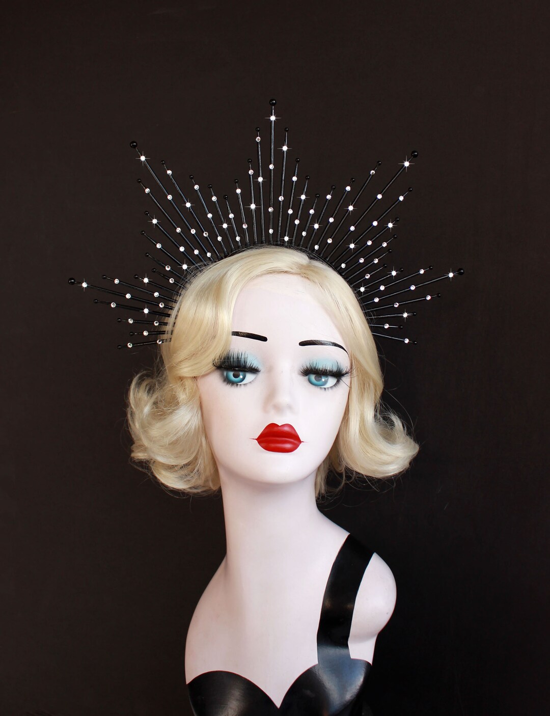 5" Black Halo Headpiece, Theatrical Costuming, Virgin Mary, Bridal ...
