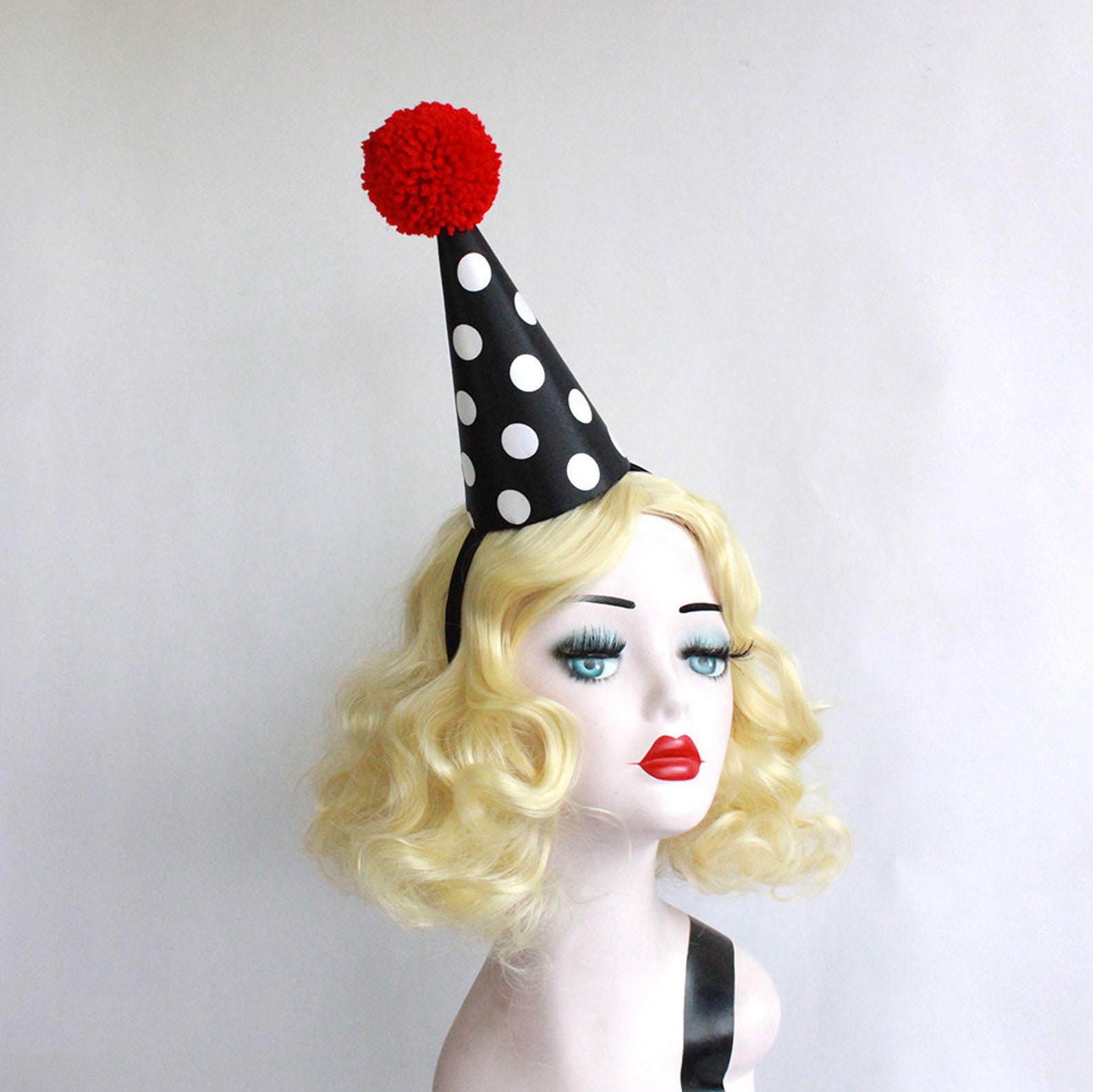 Mini Clown Hat Black White and Red Classic Circus - Etsy