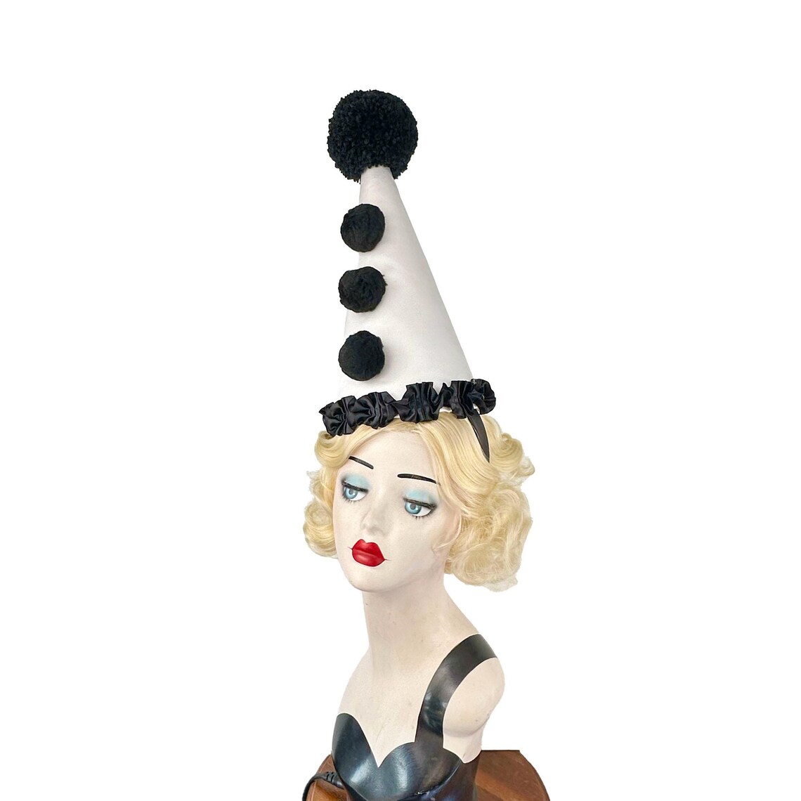 Large Black and White Clown Hat, Circus Costume, 1920's Circus ...