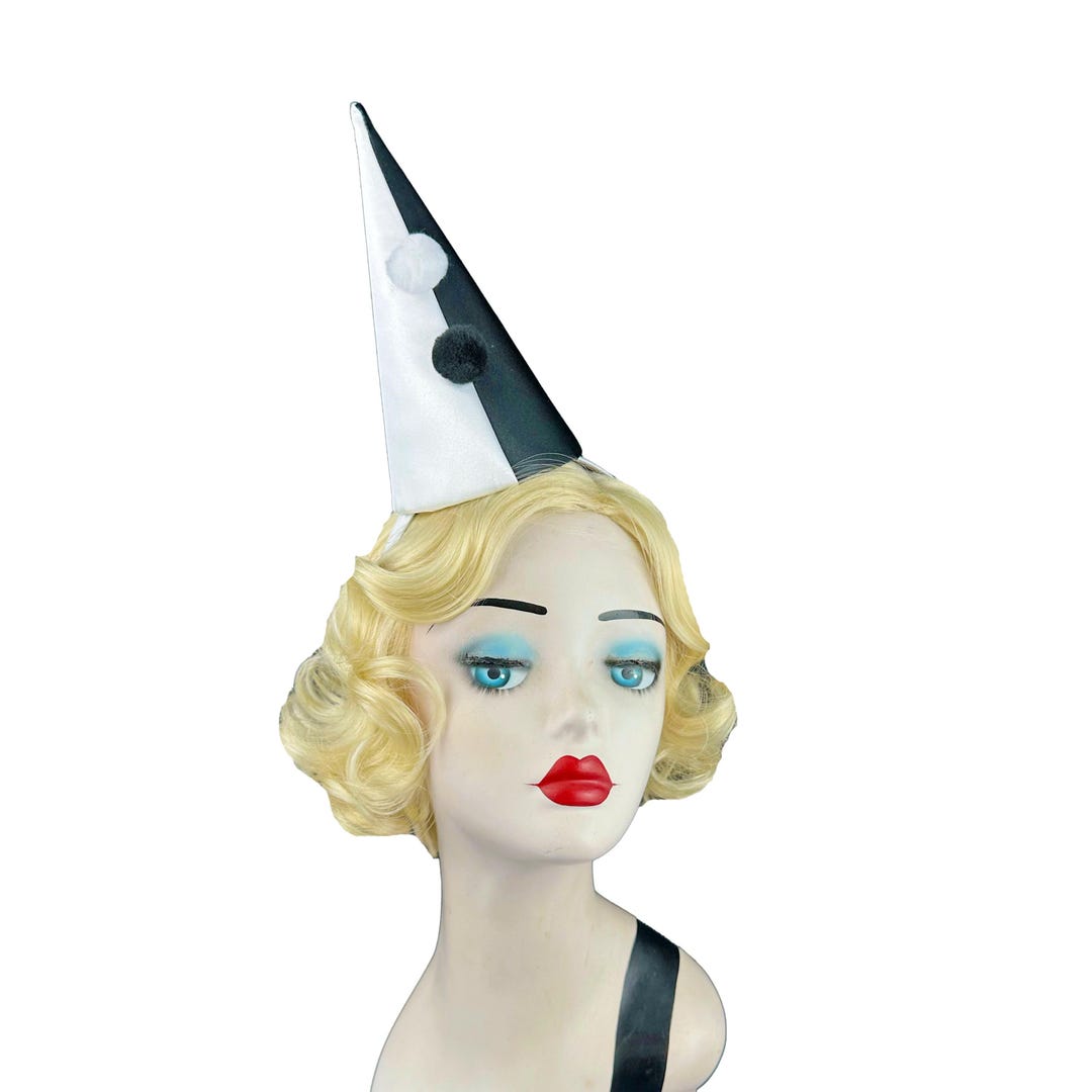 Black and White Mini Clown Hat, Circus, Halloween Costume, Adjustable ...
