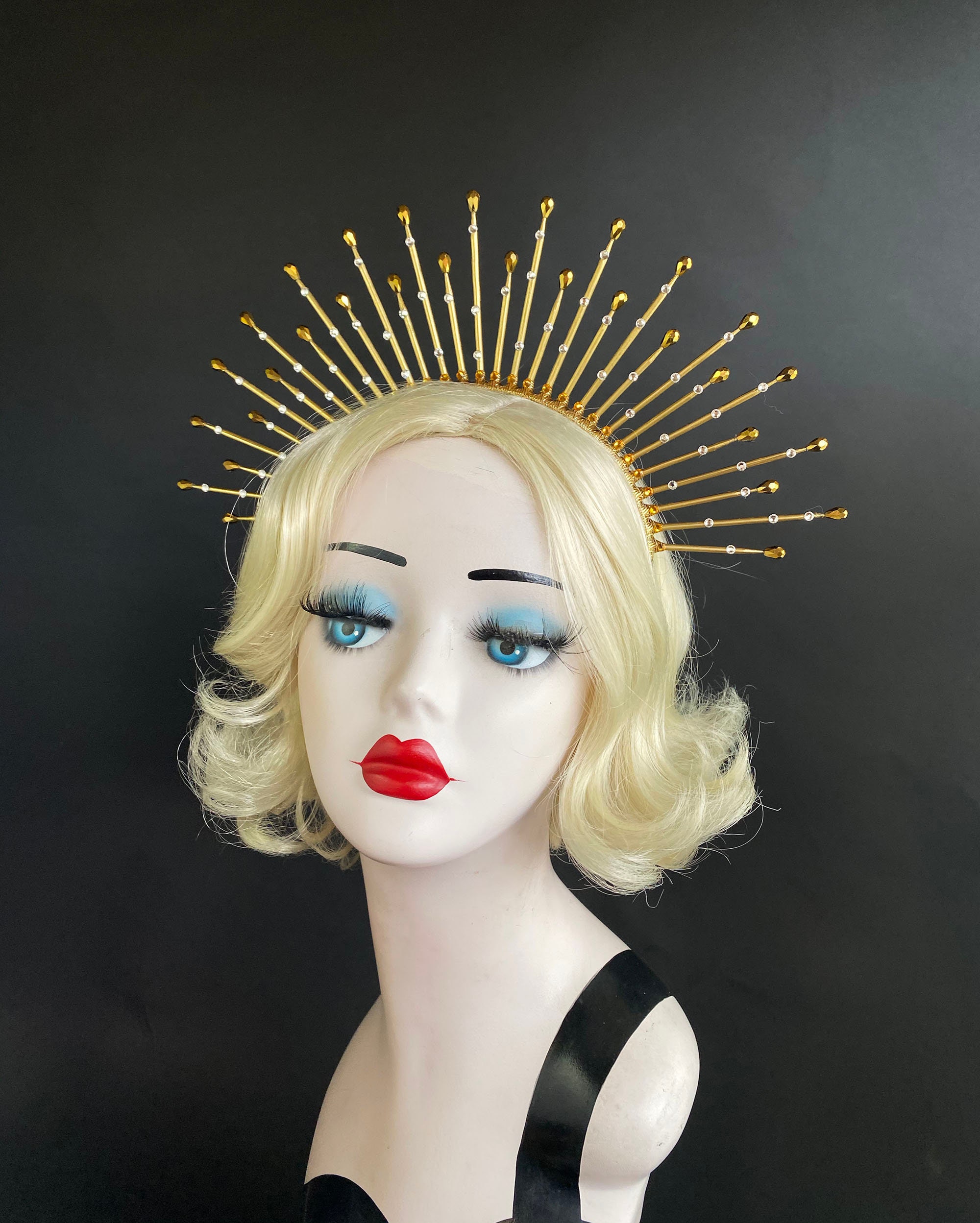 3 Gold Halo Crown Gold Spike Crown Bridal Crown Crown | Etsy