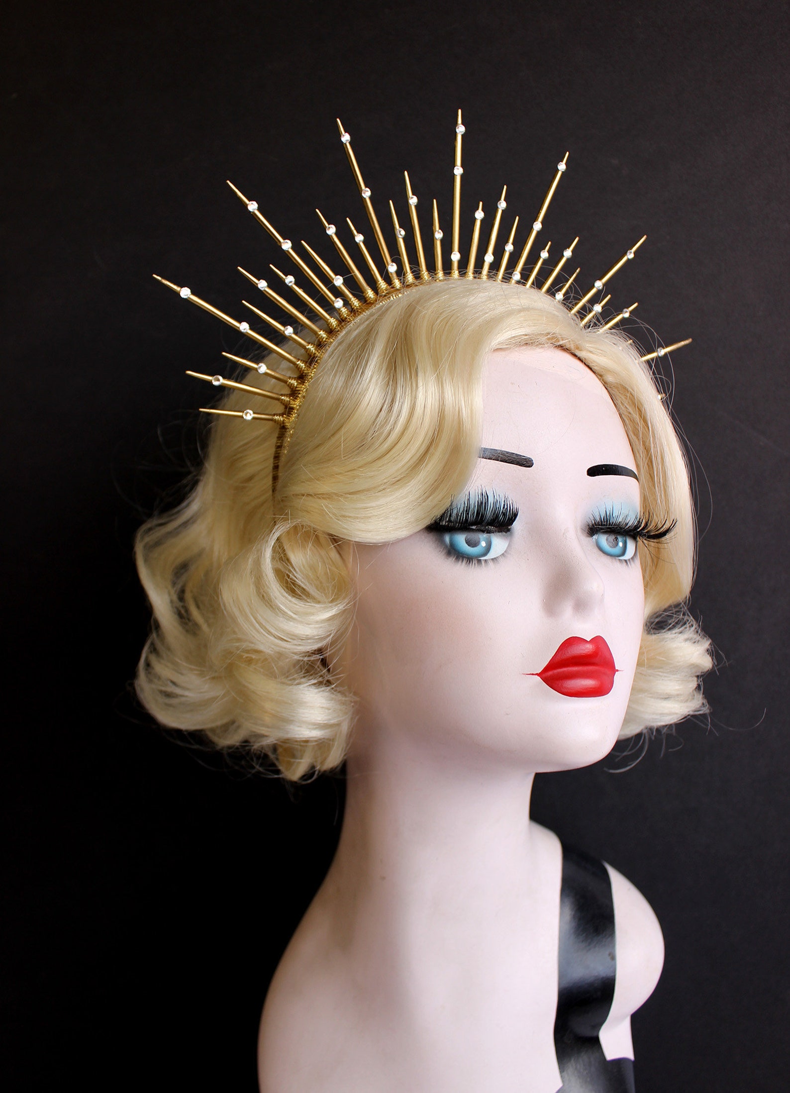 3 Gold Halo Crown Gold Spike Crown Bridal Crown Crown - Etsy