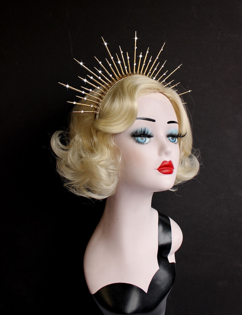 3 Copper Halo Crown With Crystals Gold Spike Crown | Etsy