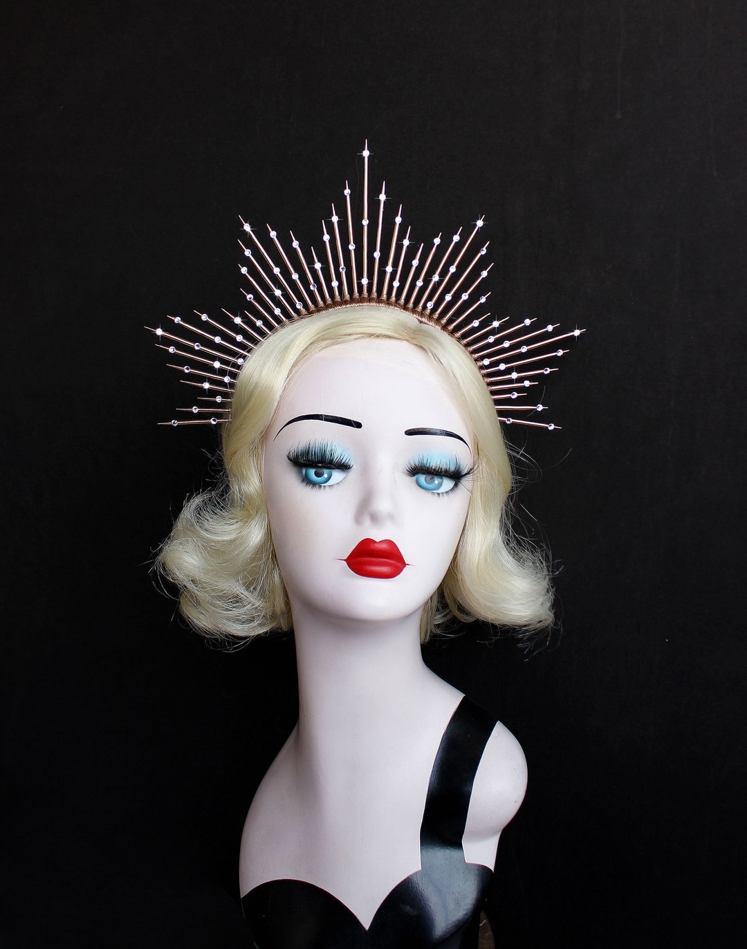 4" Rose Gold Halo Headpiece With Crystals, Theatrical Costuming, Virgin ...