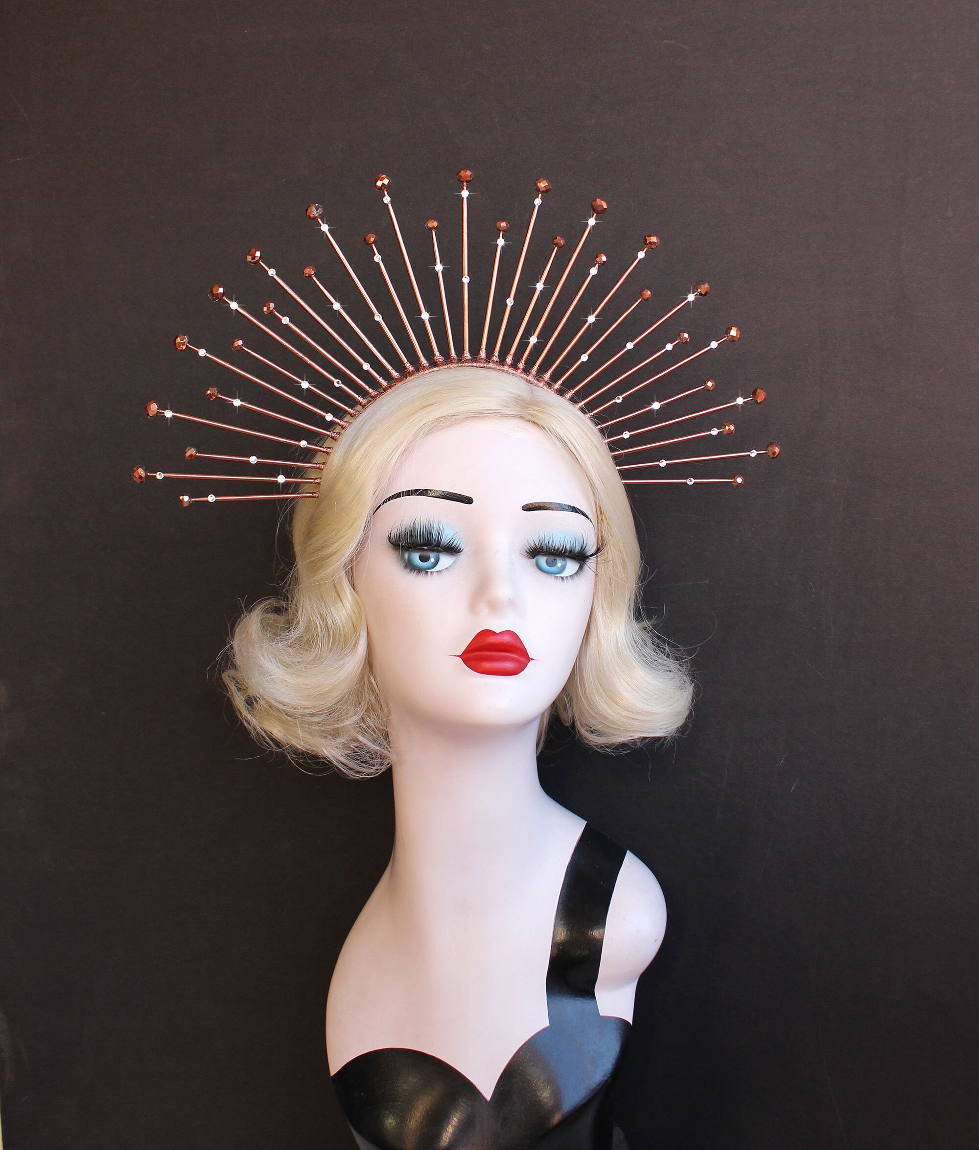 Copper Queen Crown Headband, 4" High, Halo Headpiece, Bridal Headdress ...