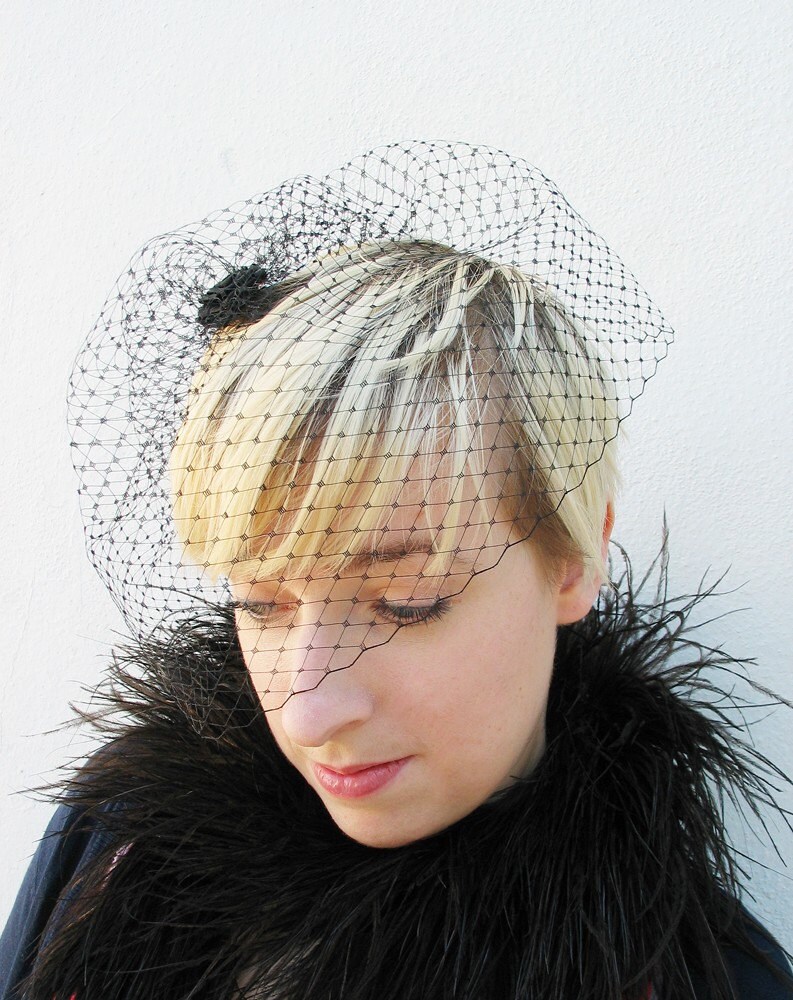 Black Birdcage Veil Classic Bridal Netted Veil Blusher - Etsy