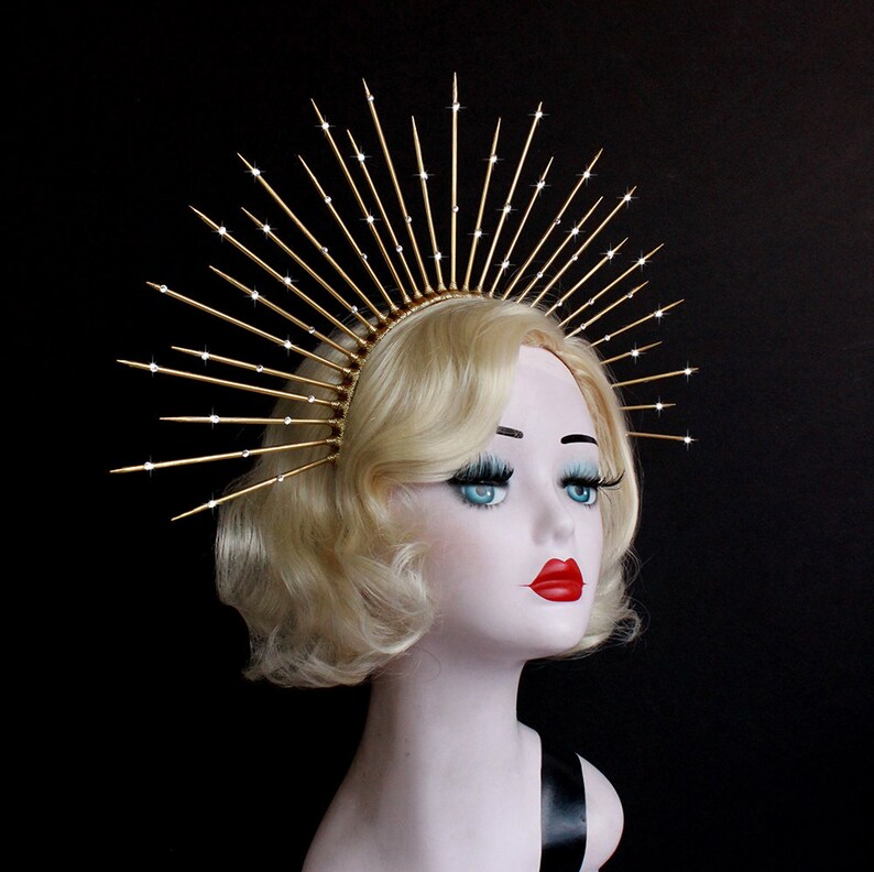 Black Halo Crown, Black Spike Crown, Bridal Crown, Crown Headband, Halo ...