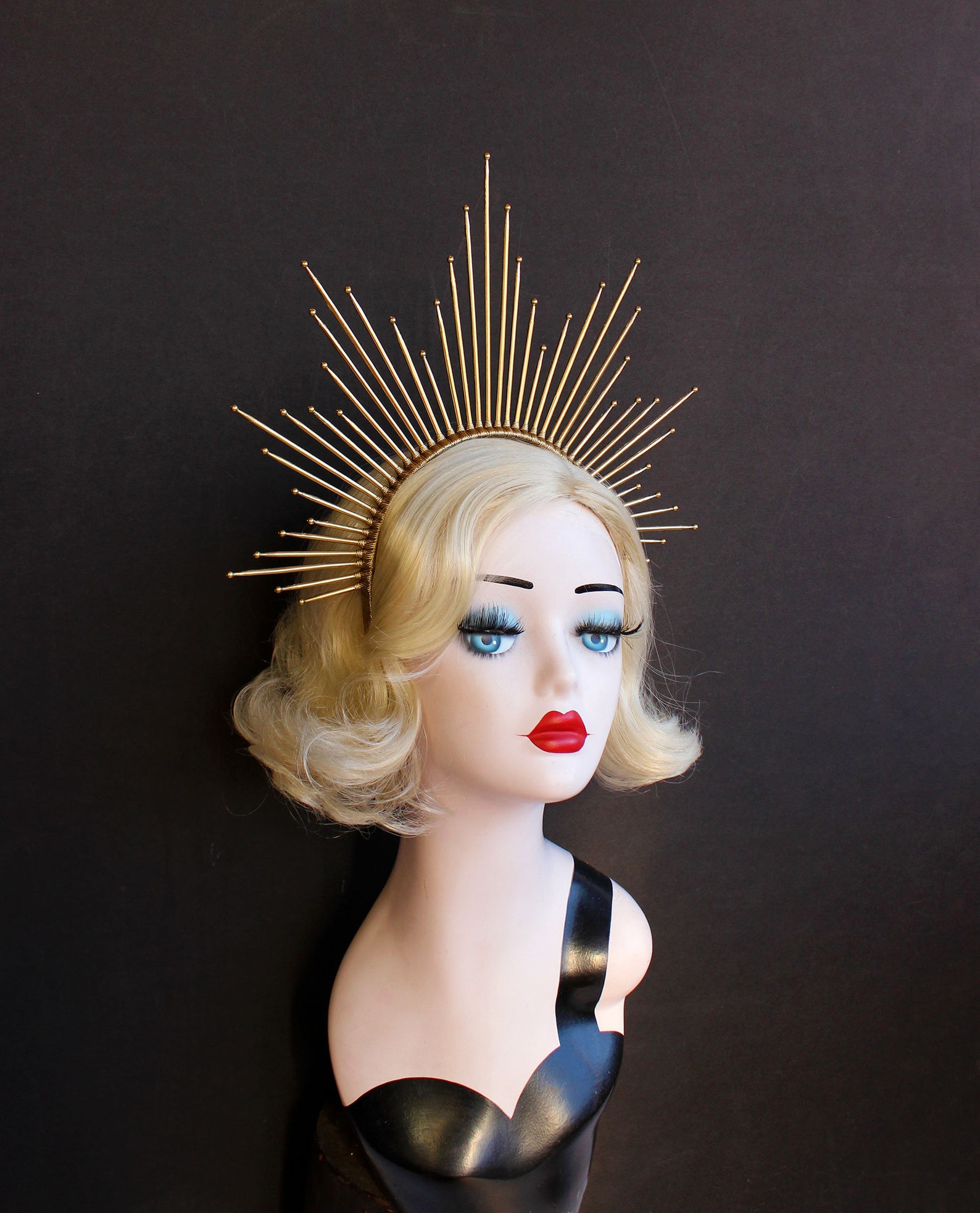 6" Gold Halo Headpiece With Beads, Theatrical Costuming, Virgin Mary ...