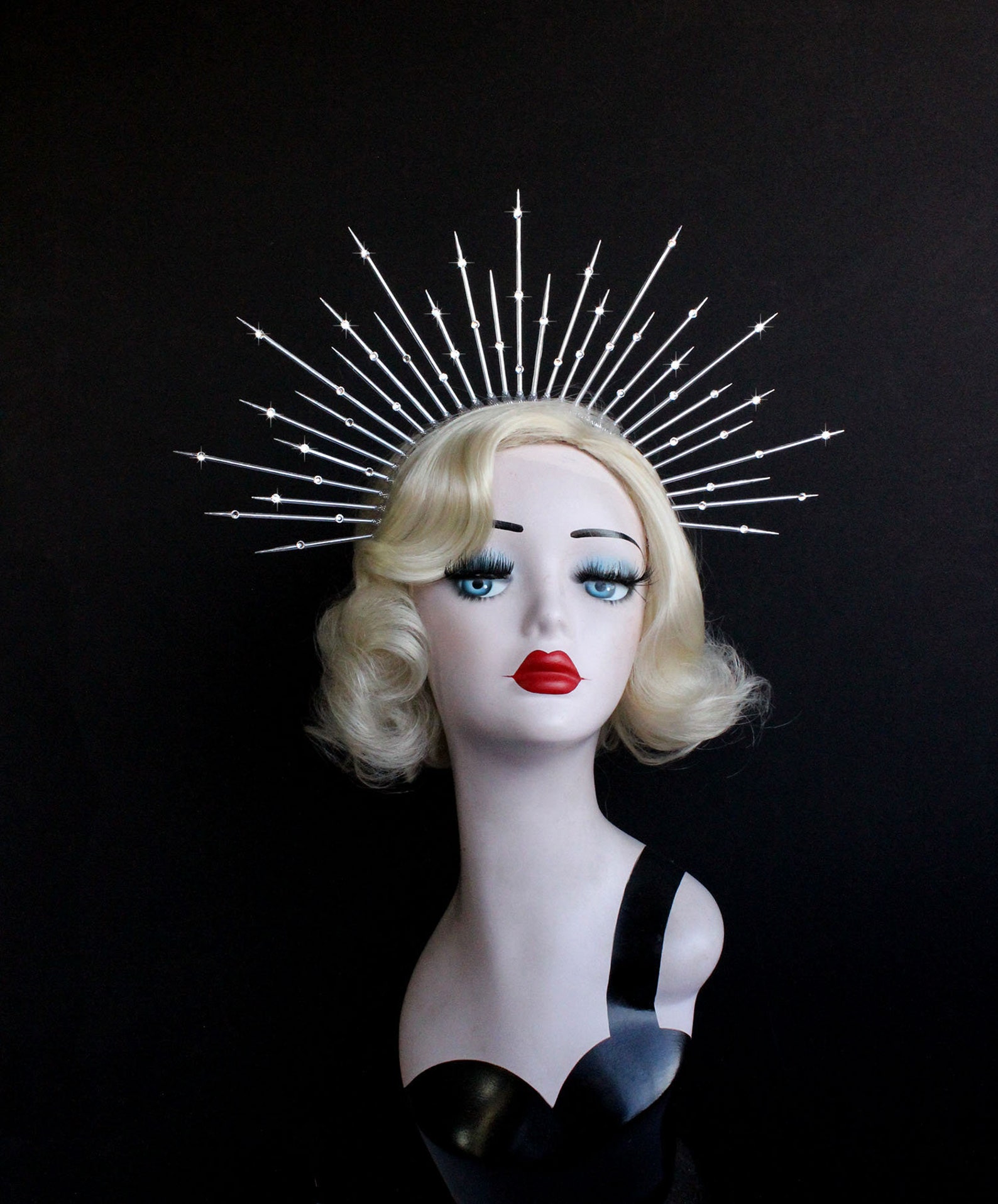 5" Silver Halo Headpiece, Spike Tiara, Bridal Crown, Crown Headband ...