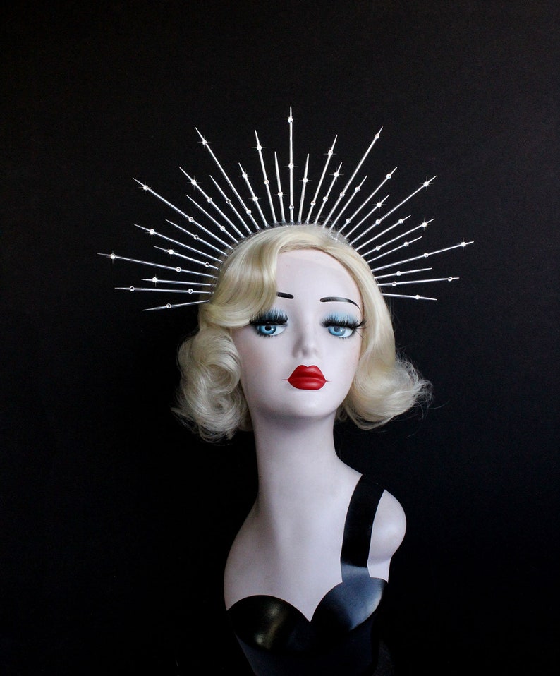 5 Silver Halo Headpiece Spike Tiara Bridal Crown - Etsy