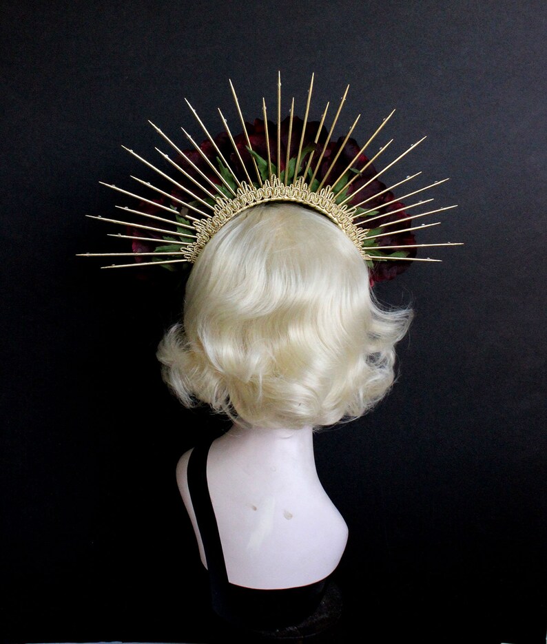 Burgundy Red Rose Flower Crown With Crystals 5 Inch | Etsy UK