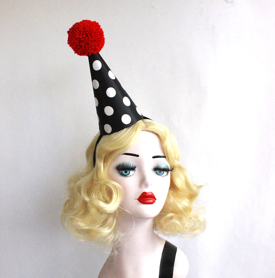 Mini Clown Hat Black White and Red Classic Circus - Etsy