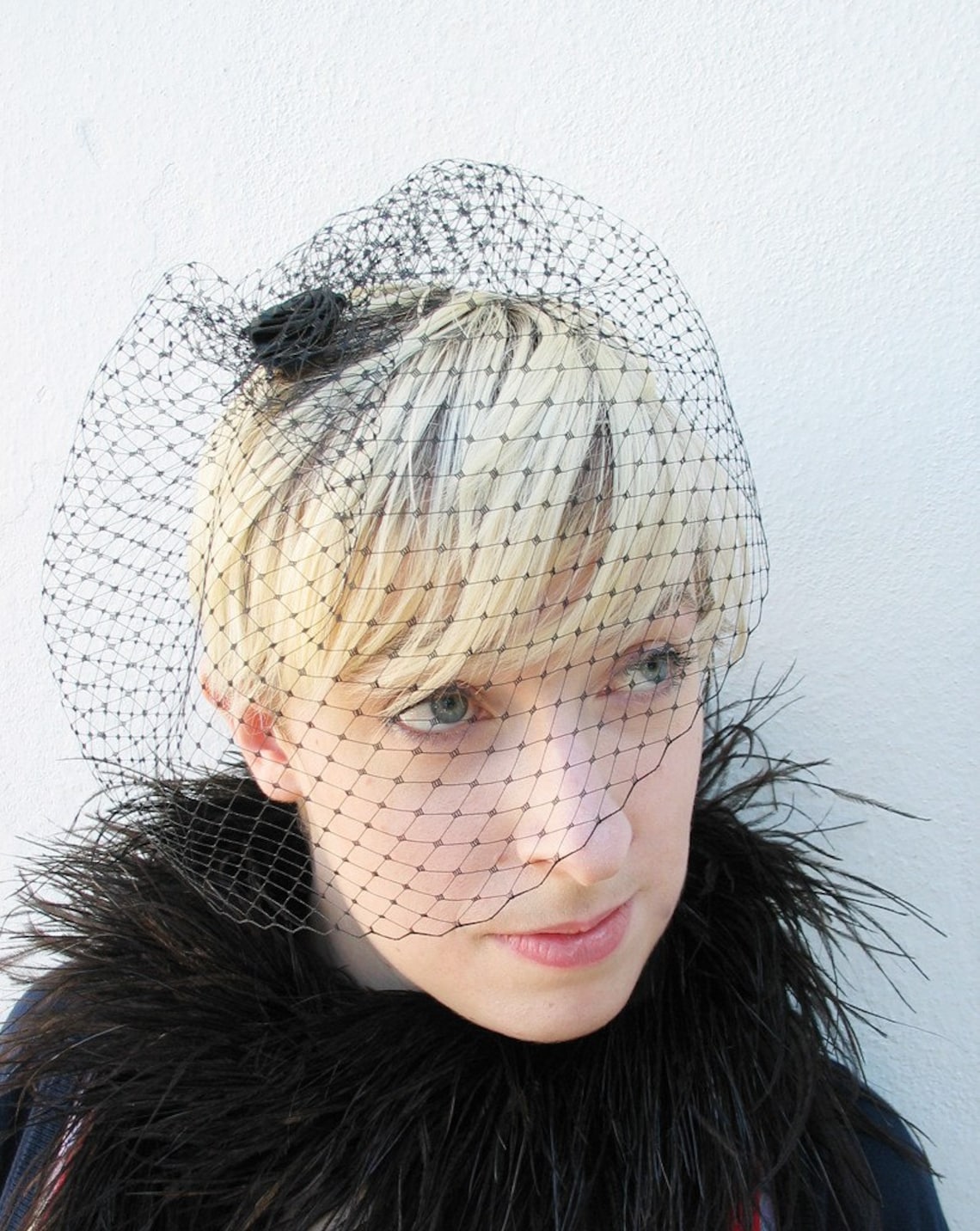 Black Birdcage Veil Classic Bridal Netted Veil Blusher - Etsy