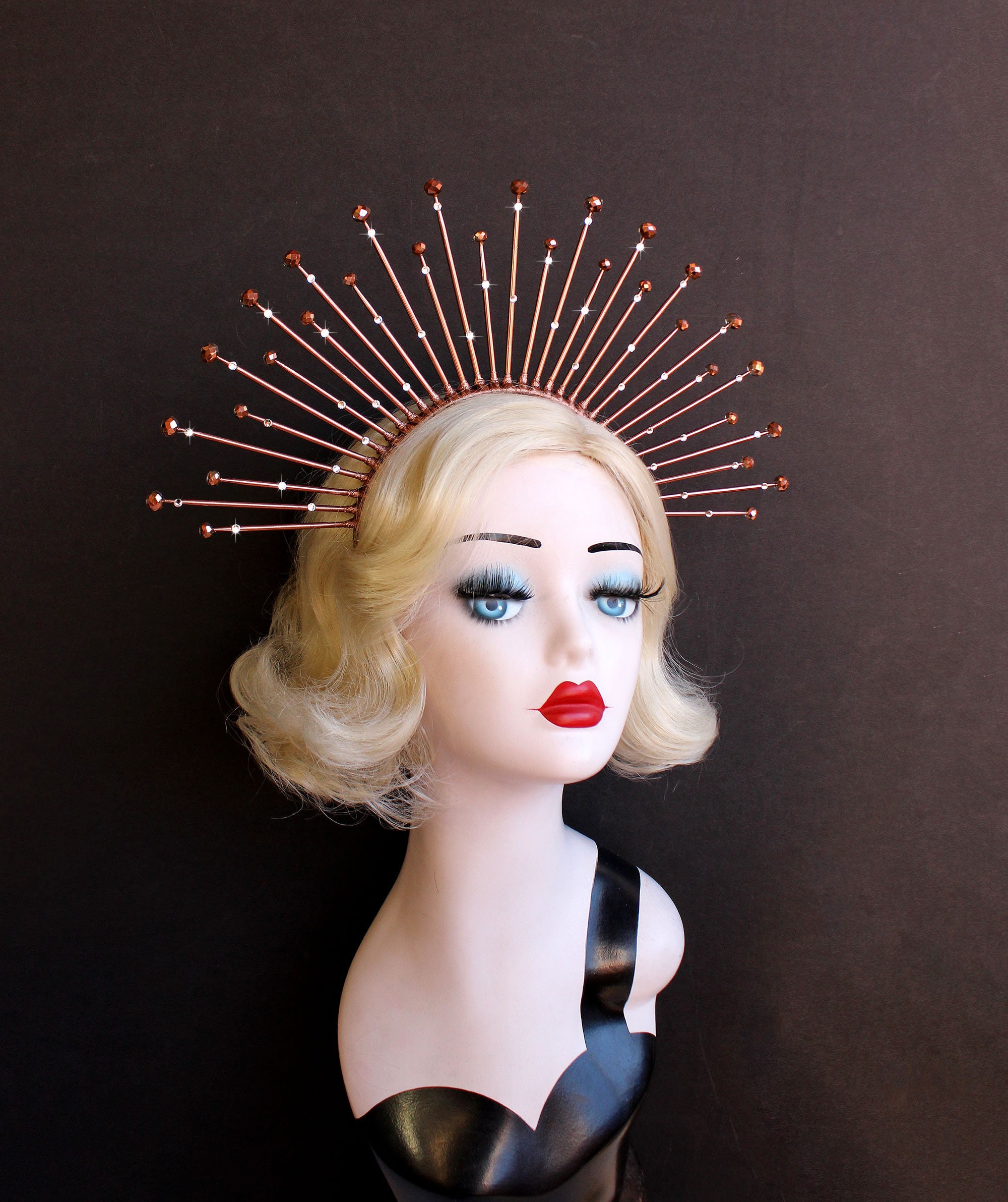 Copper Queen Crown Headband, 4" High, Halo Headpiece, Bridal Headdress ...