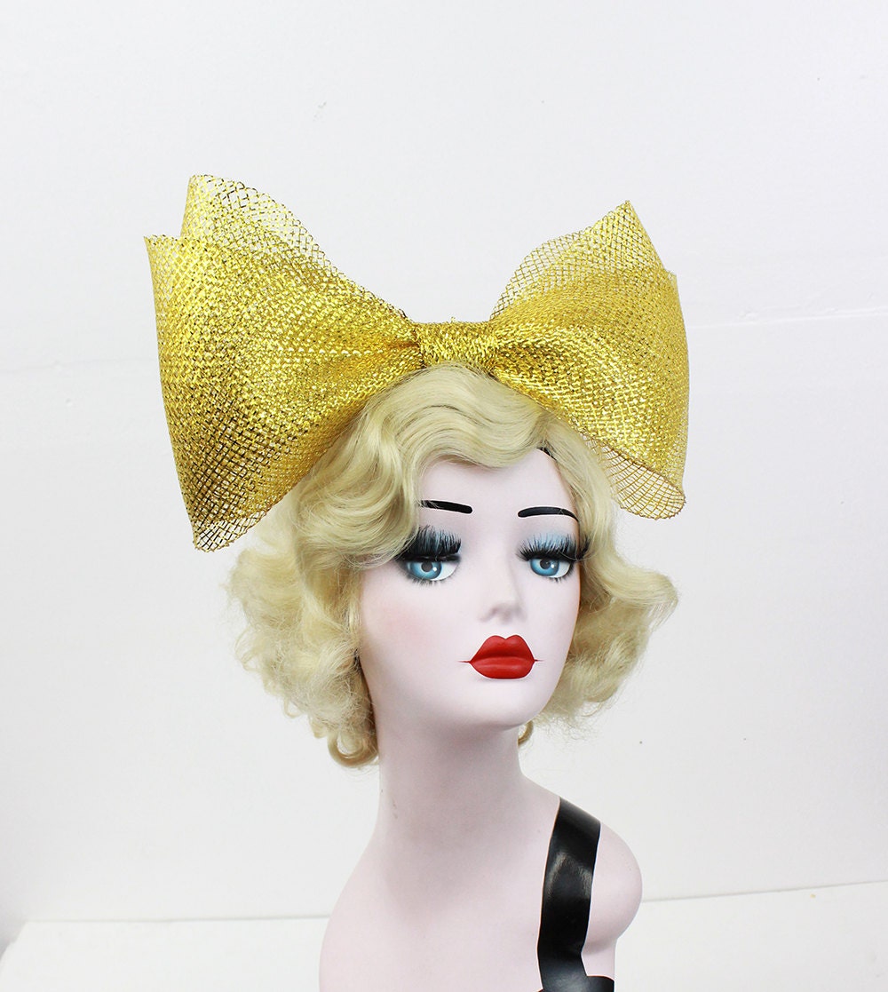 Giant Gold Bow Headband Alice Band Adjustable Cosplay | Etsy