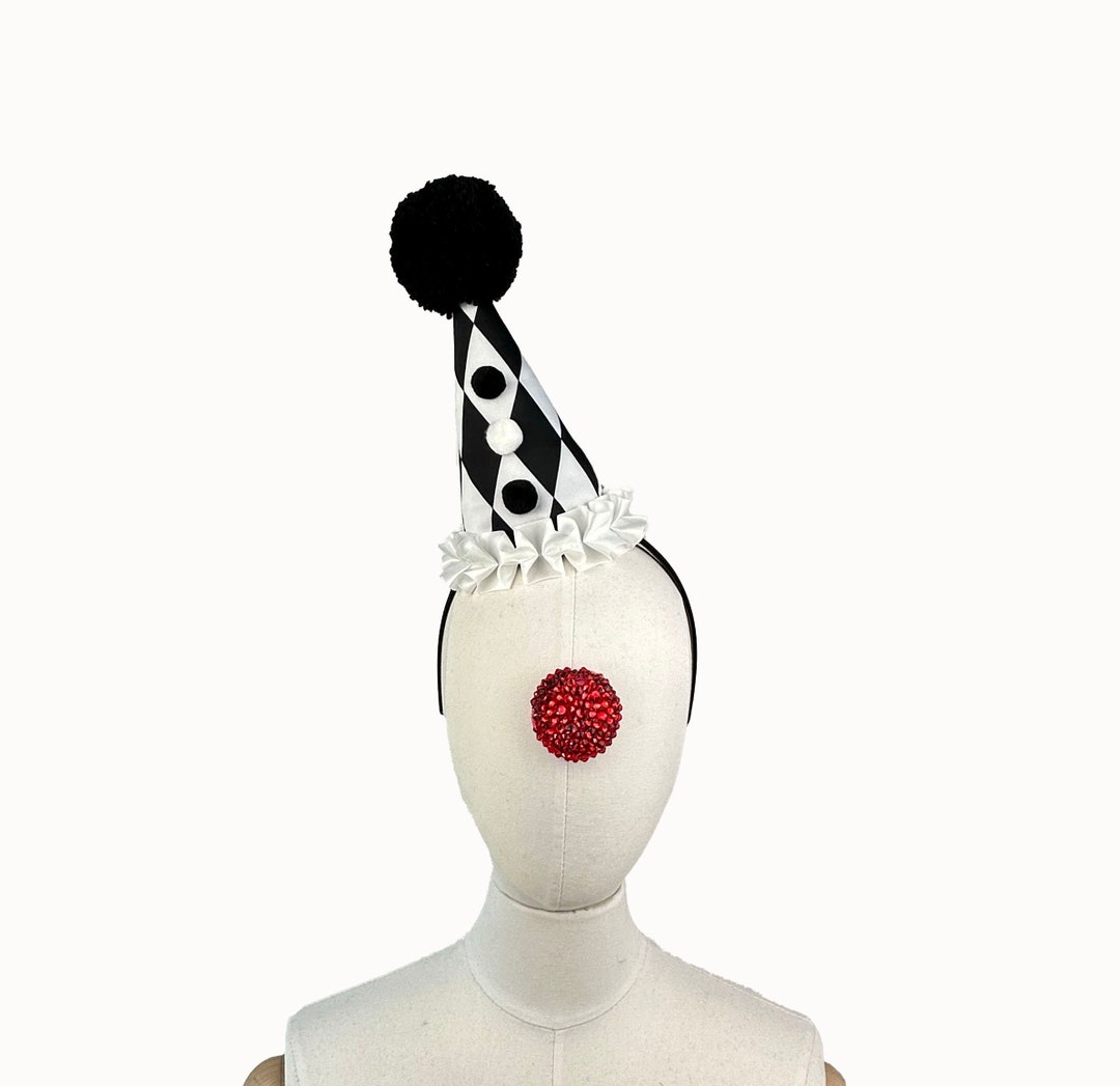 Black and White Diamond Jester Clown Hat, Cirque Costume, Birthday ...