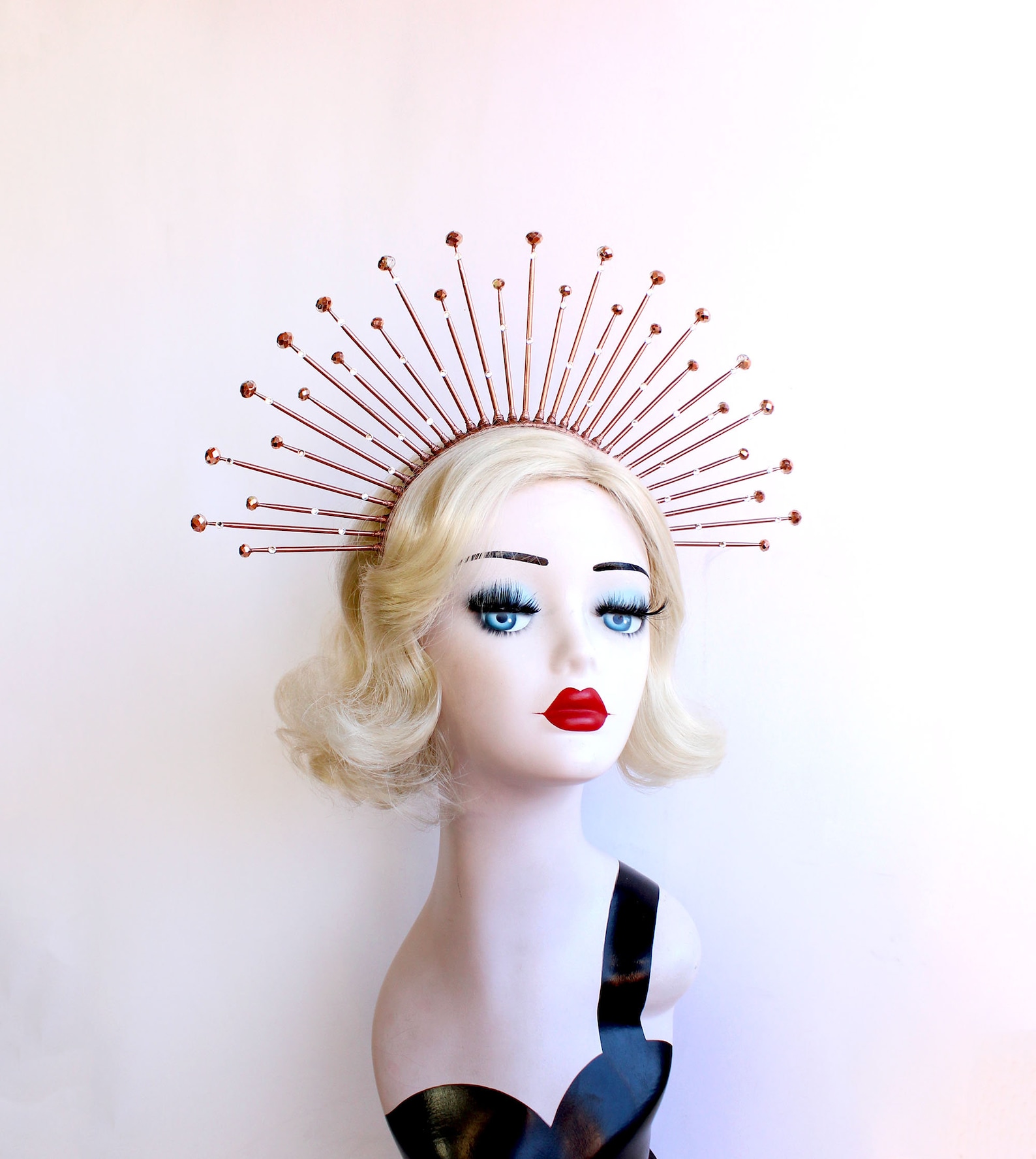 Copper Queen Crown Headband, 4" High, Halo Headpiece, Bridal Headdress ...