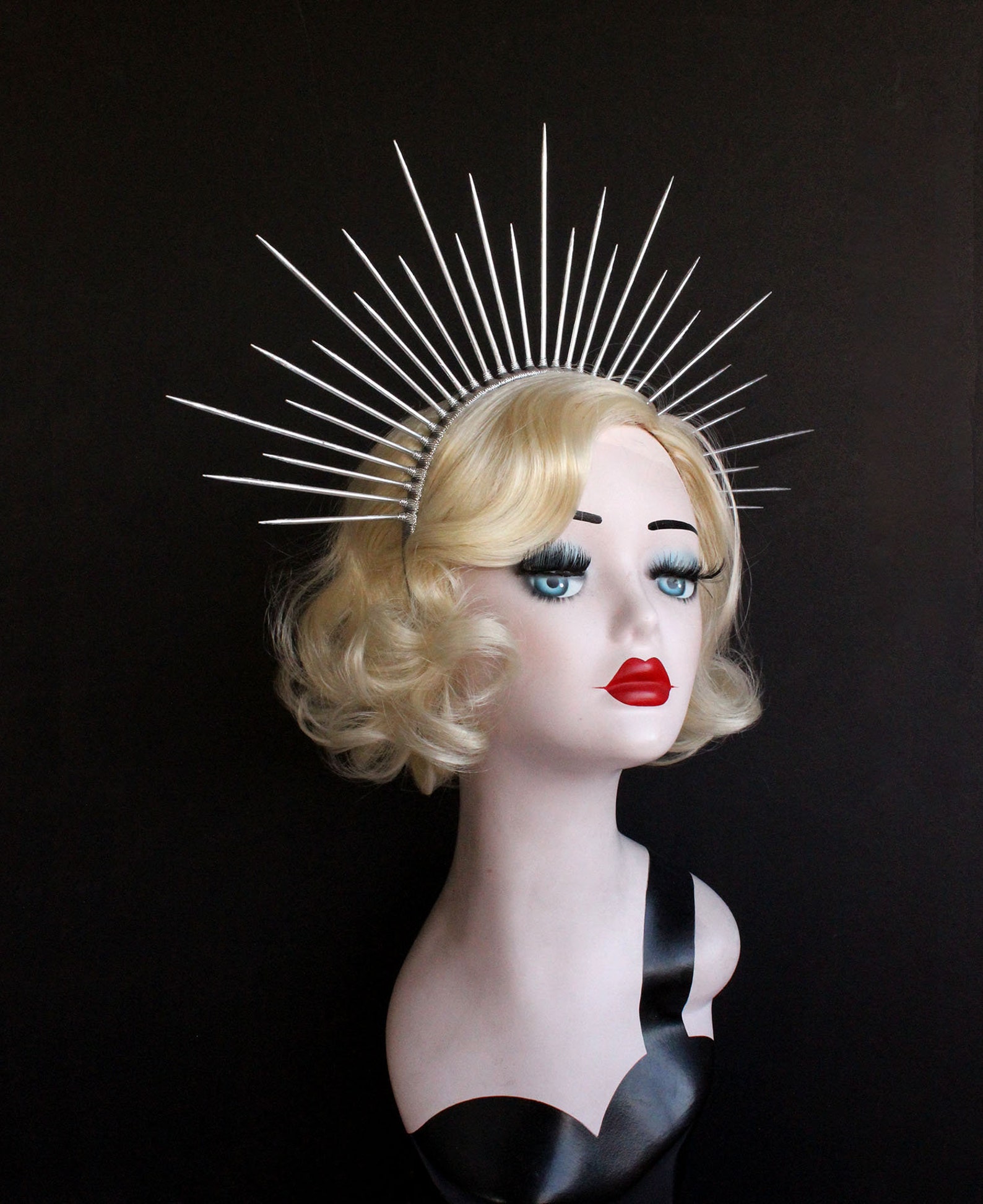 5" Silver Halo Headpiece, Spike Tiara, Bridal Crown, Crown Headband ...