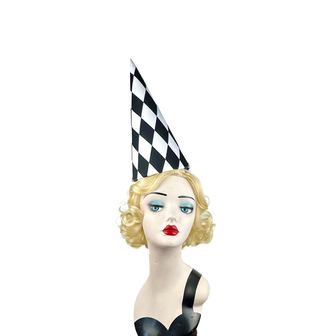 Large Clown Hat, Black and White Diamond Pattern, Classic Circus ...