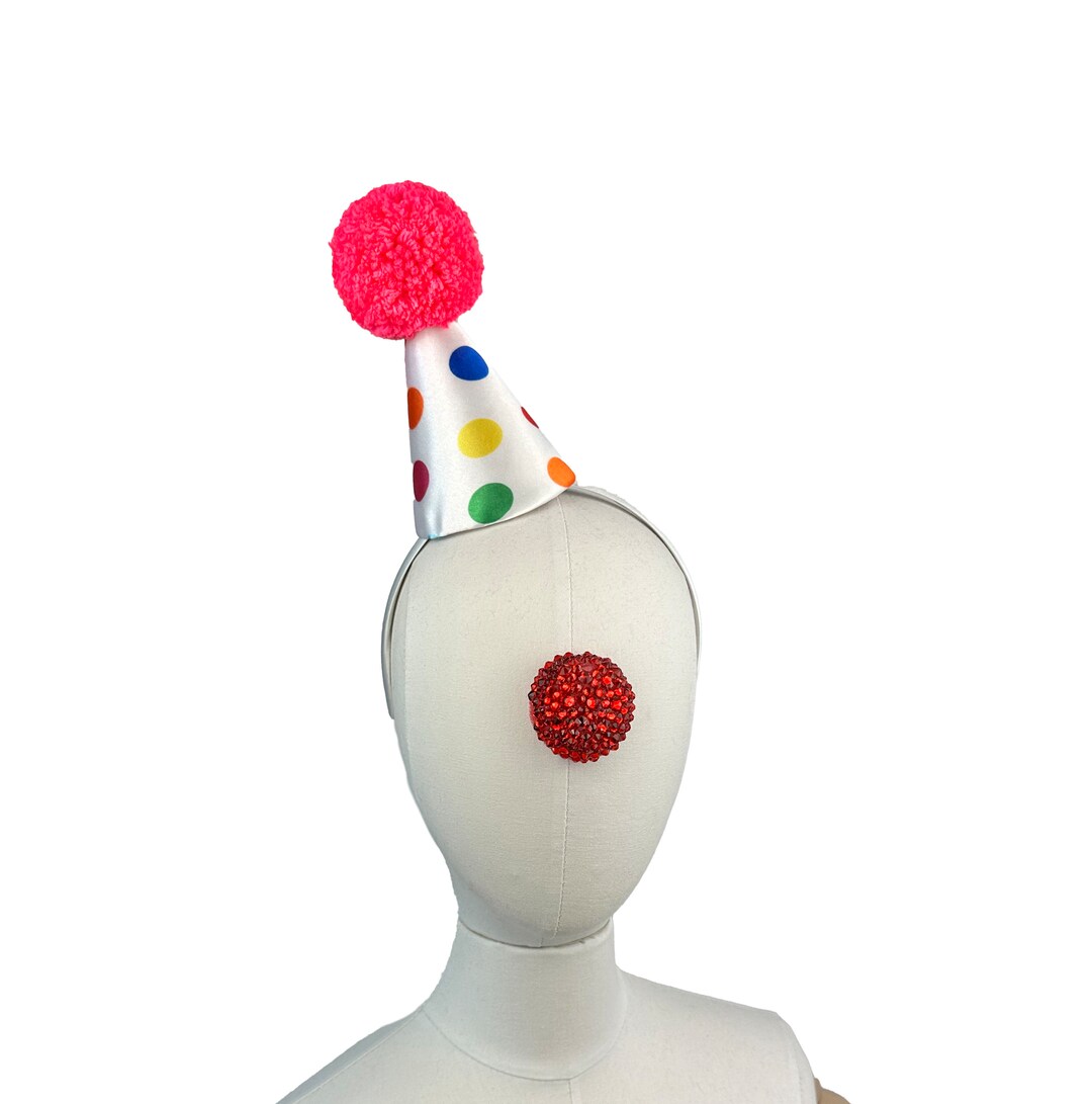 Mini Clown Hat, Hot Pink Pom Pom, Birthday Party Hat, Circus Costume ...