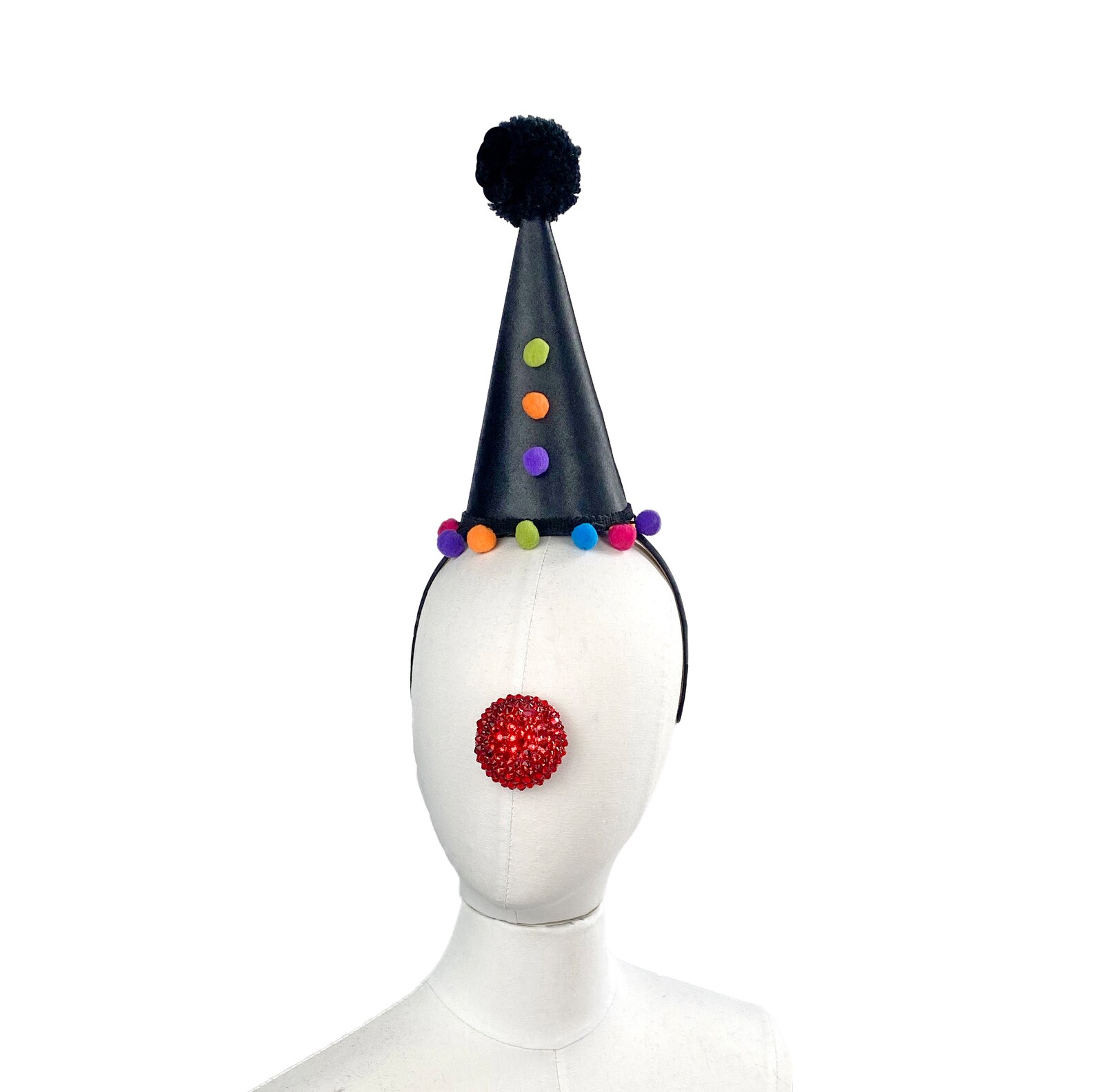 Black Goth Clown Hat, Classic Circus, Halloween Costume, Adjustable ...