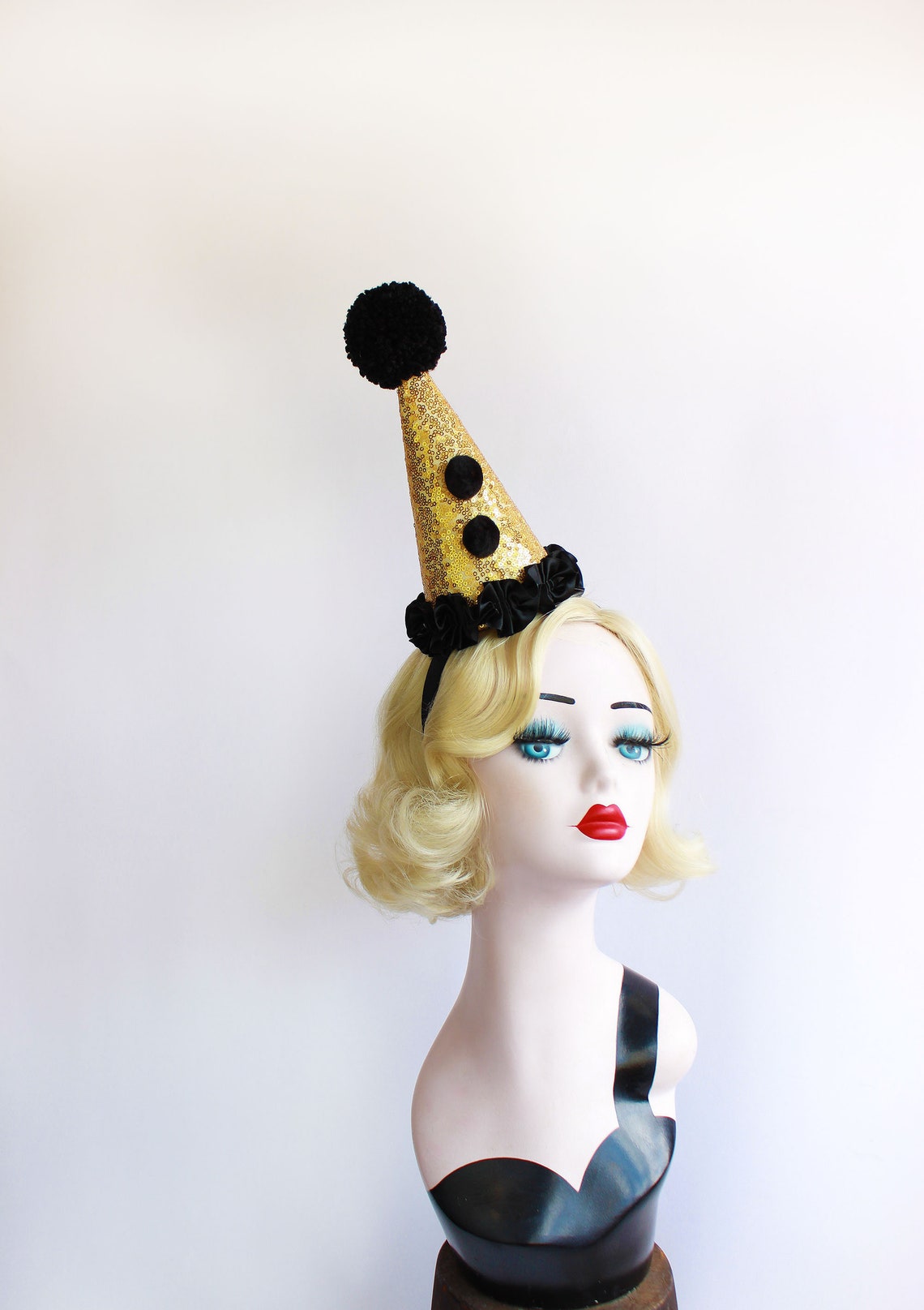 Gold and Black Clown Hat, Cirque Costume, Birthday Party Hat, Kids ...