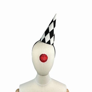 Jester Clown Hat, Black, White, Diamond Pattern, Classic Circus ...