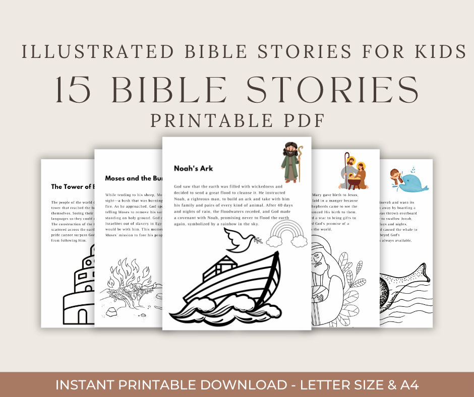 15 Illustrated Bible Stories for Kids | Digital Download | Bible Story ...