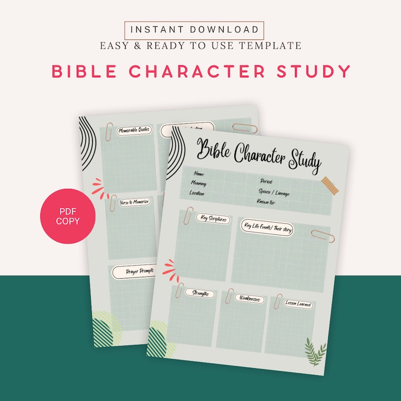 Biblical Character Study Printable - Etsy