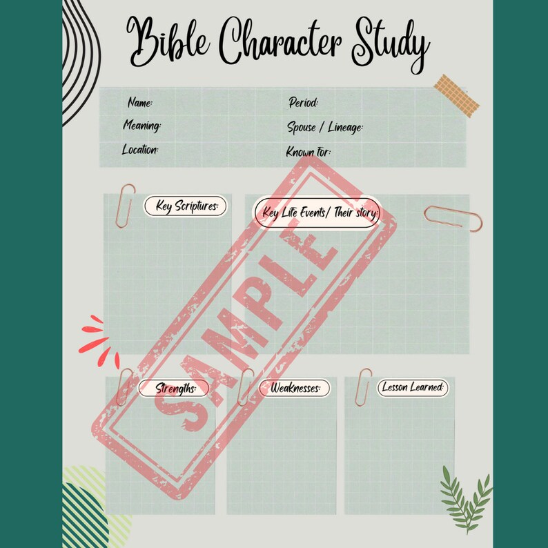 Biblical Character Study Printable - Etsy