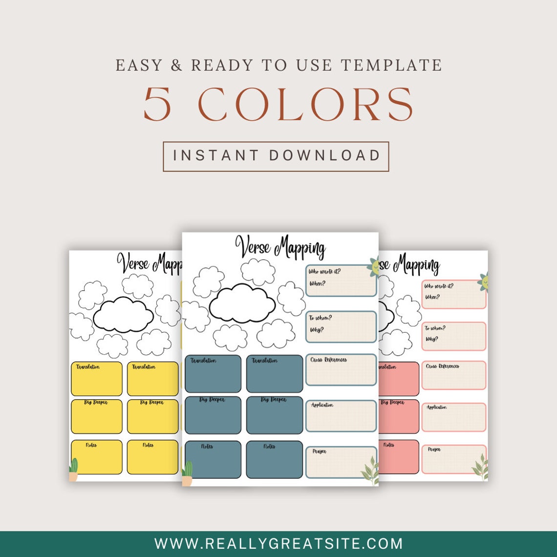 Bible Verse Mapping Template, Printable Bible Study Journal, Minimalist ...