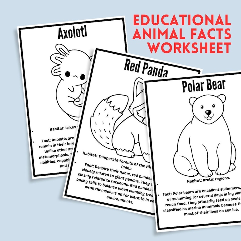 Educational Animal Facts Worksheet: From Lions and Elephants to Exotic ...