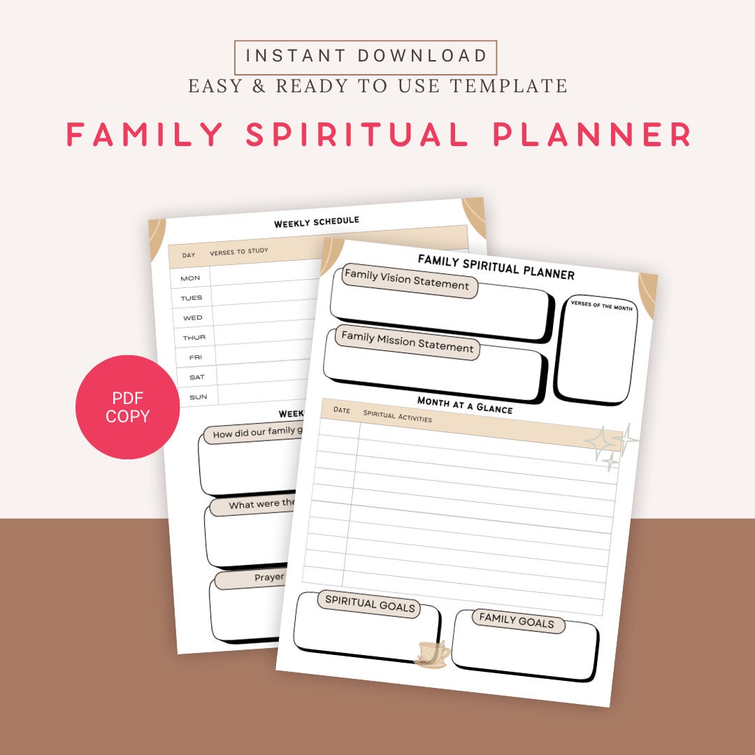 Family Spiritual Planner Template Printable Bible Study, Colorful Bible ...