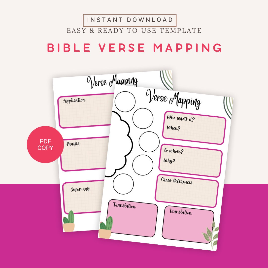 Bible Verse Mapping Template, Printable Bible Study Journal, Minimalist ...