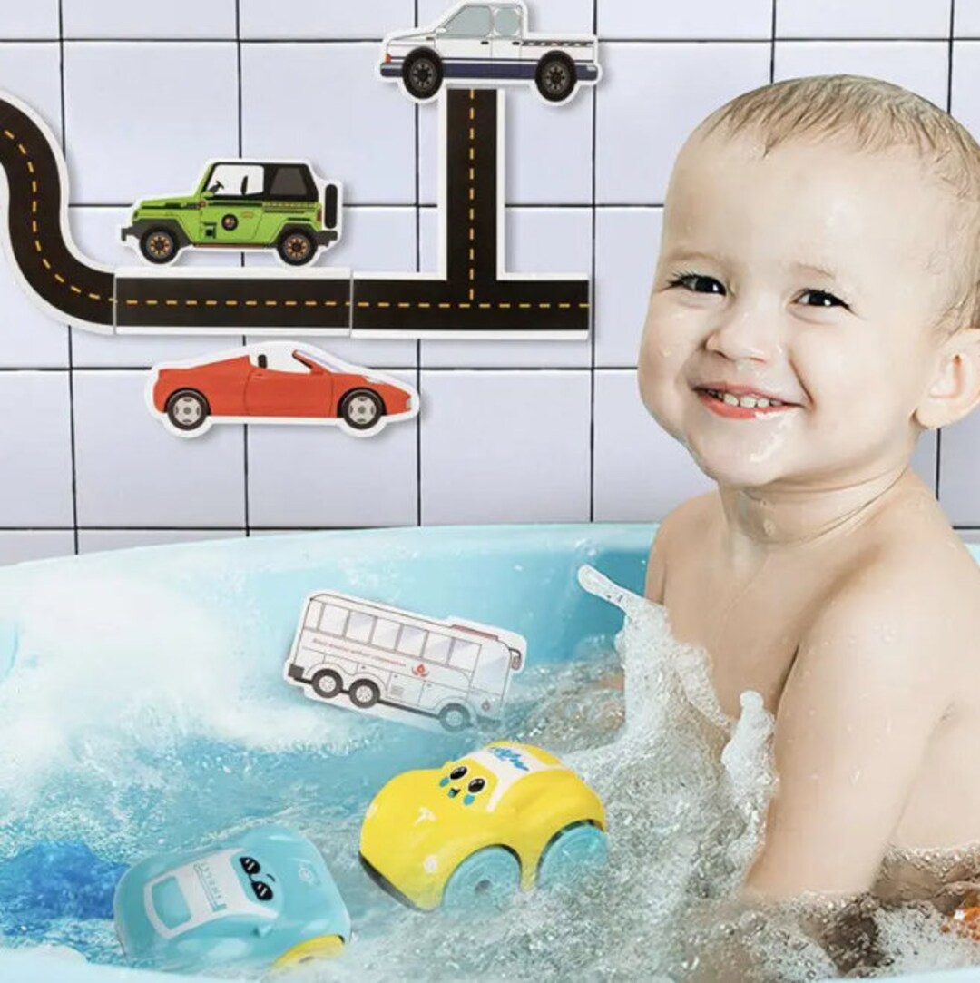 Fun EVA Bath Time Car Set 23 Piece Water Puzzle for Kids Soft and ...