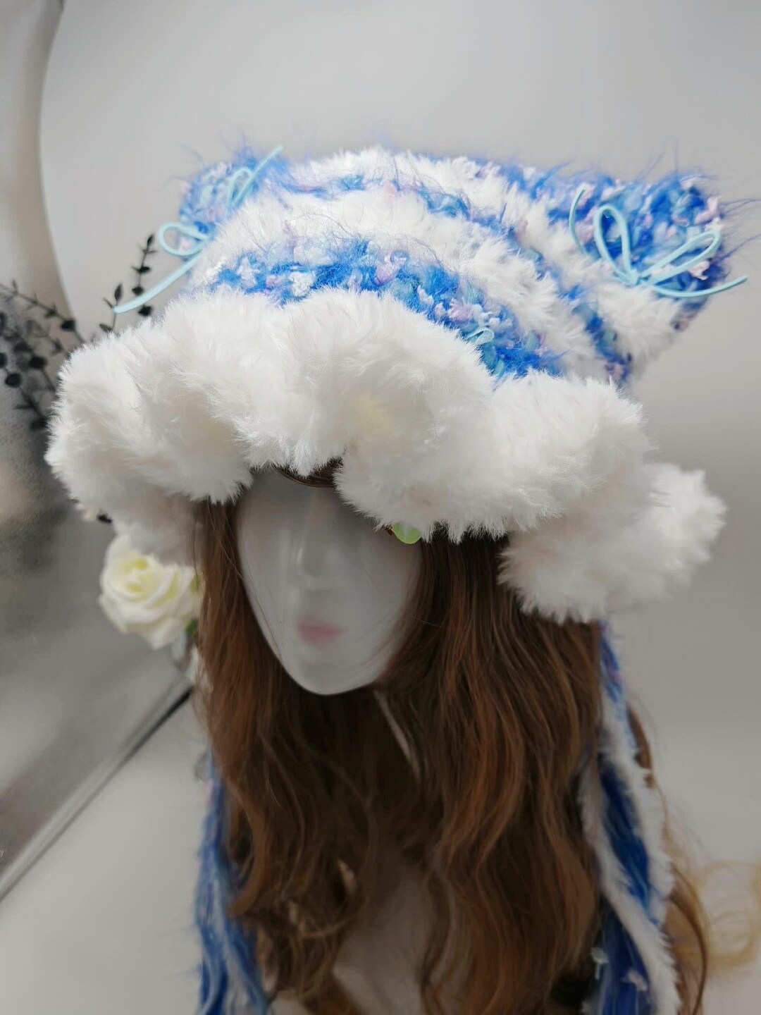 Blue Cat Ear Jellyfish Hat, Cute Plush Jellyfish Hat With Tentacle ...