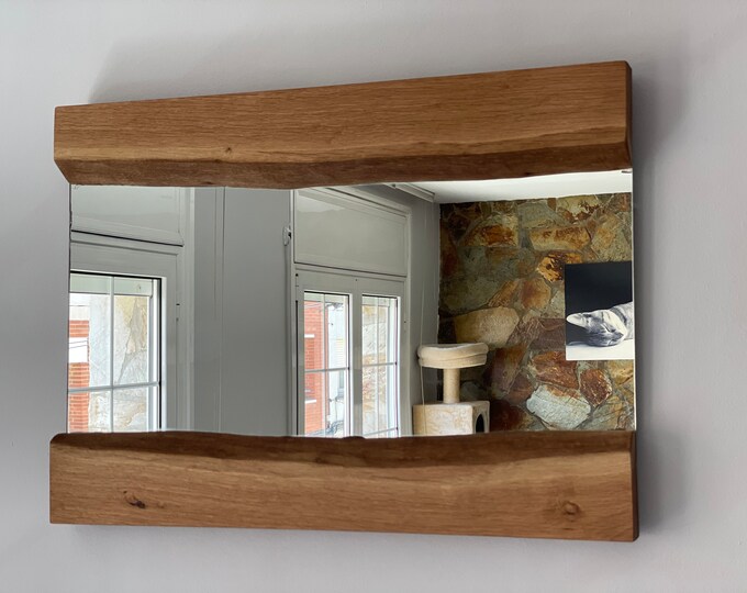 Big Mirror Live Edge Oak Wooden Frame Black Epoxy Resin Rustic Loft ...