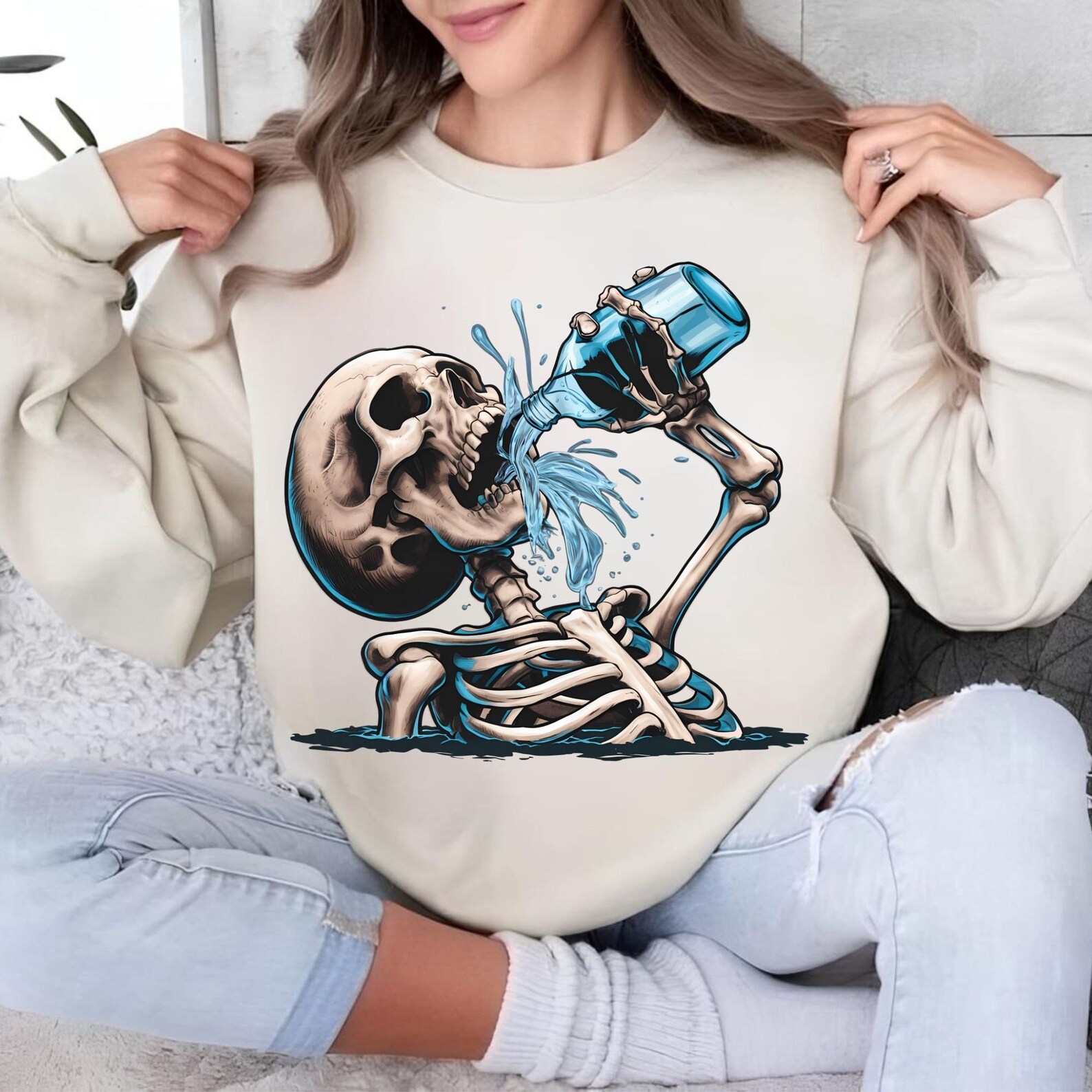 Summer Skeleton PNG, Hydrate Skeleton Clipart, Trendy Watertok ...