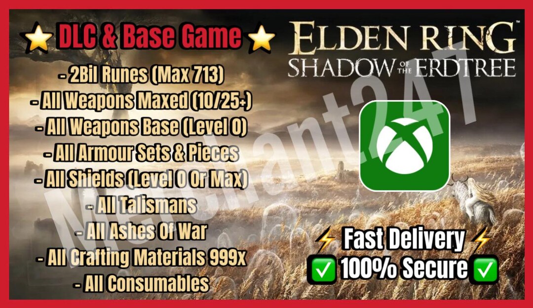 Elden Ring Runes Max Level 713 & All DLC and Base Items Xbox - Etsy
